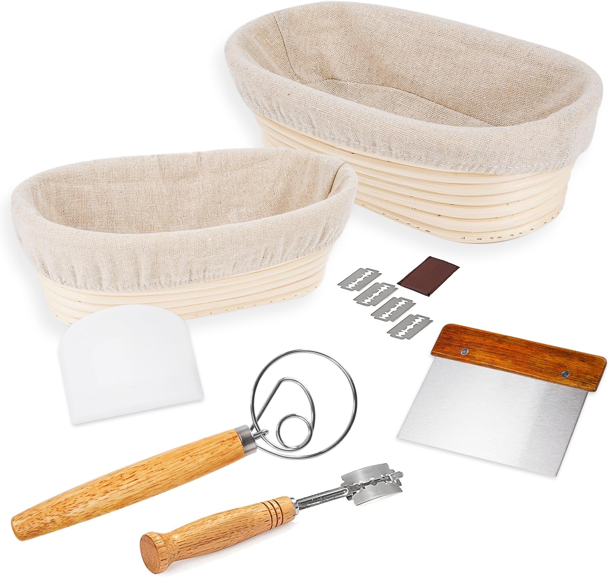 Amazon.com: Nature's Loaf Banneton Bread Proofing Basket Set | 2 Oval ...
