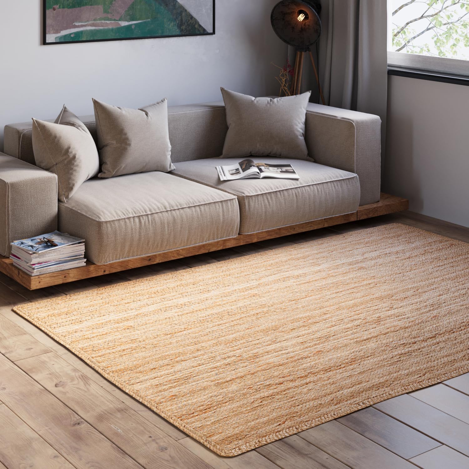 Amazon.de: casa pura Jute Teppich Natur 120 x 180 cm - Webteppich aus ...