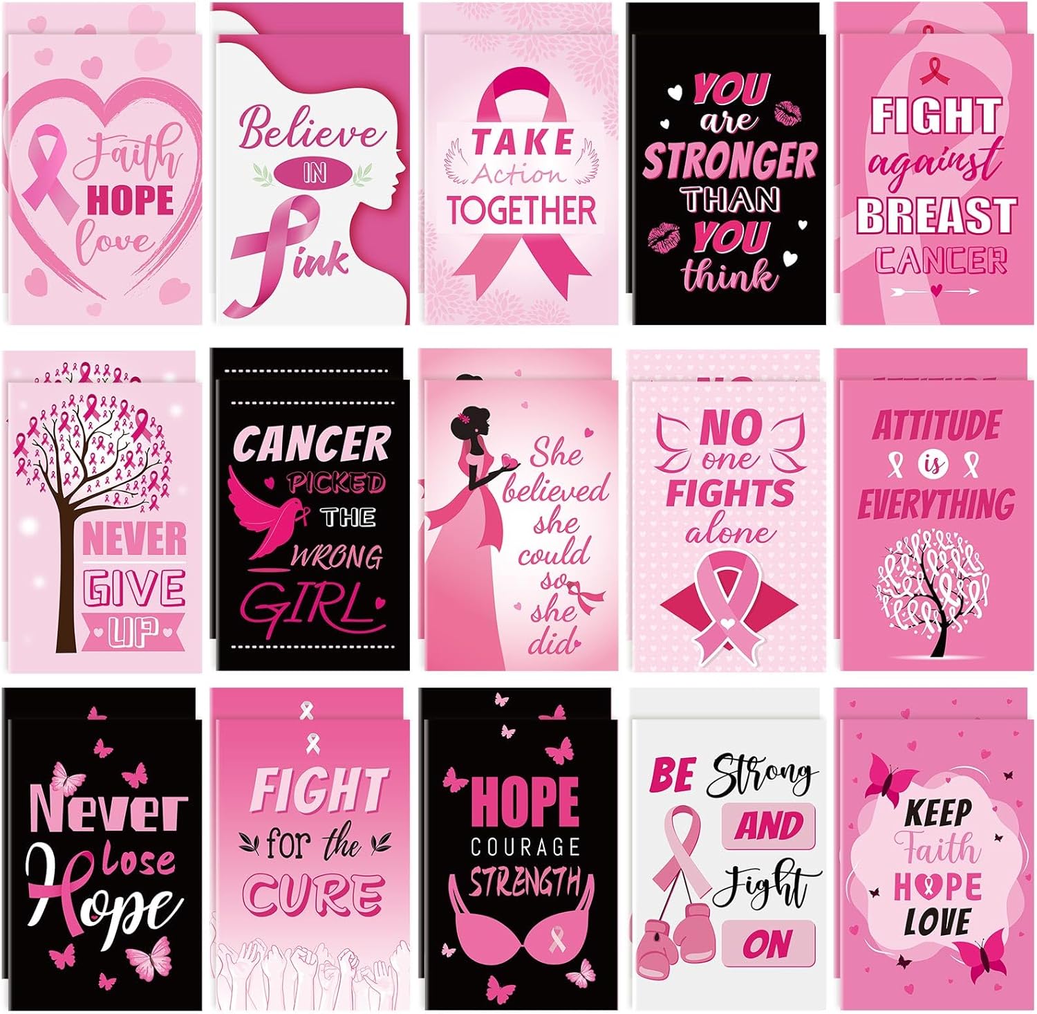 Amazon.com : Chuangdi 30 Pieces Breast Cancer Awareness Notepads Pink ...