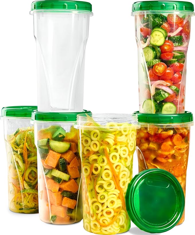 Amazon.com: PLASTICPRO 6 Pack Twist Cap Food Storage Containers with ...