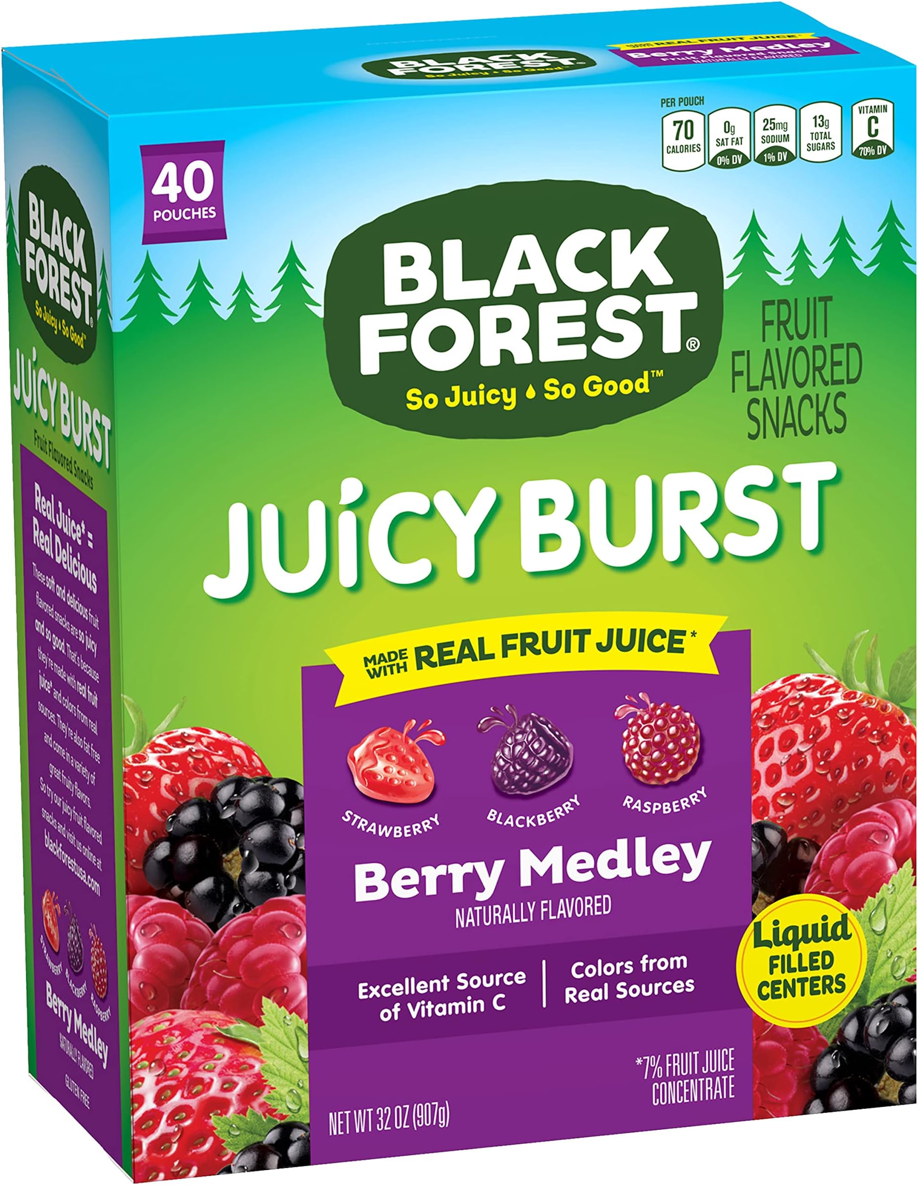 Amazon.com : Black Forest Juicy Burst Fruit Snacks, Berry Medley, 0.8 ...