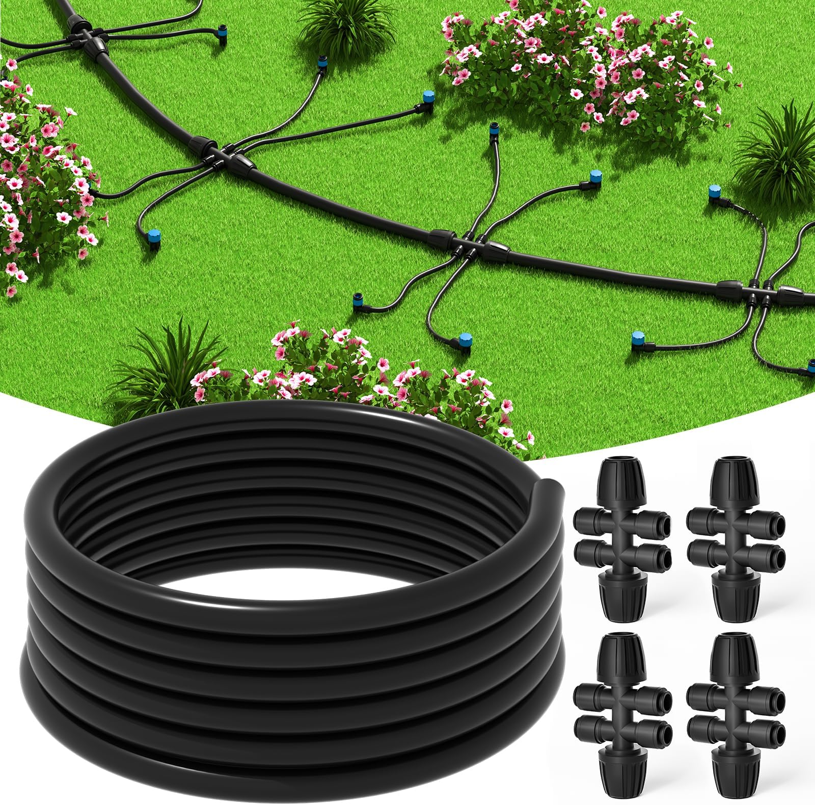 Amazon.com : Bonviee 1/2" Irrigation Tubing with 4 Packs 6-Way ...