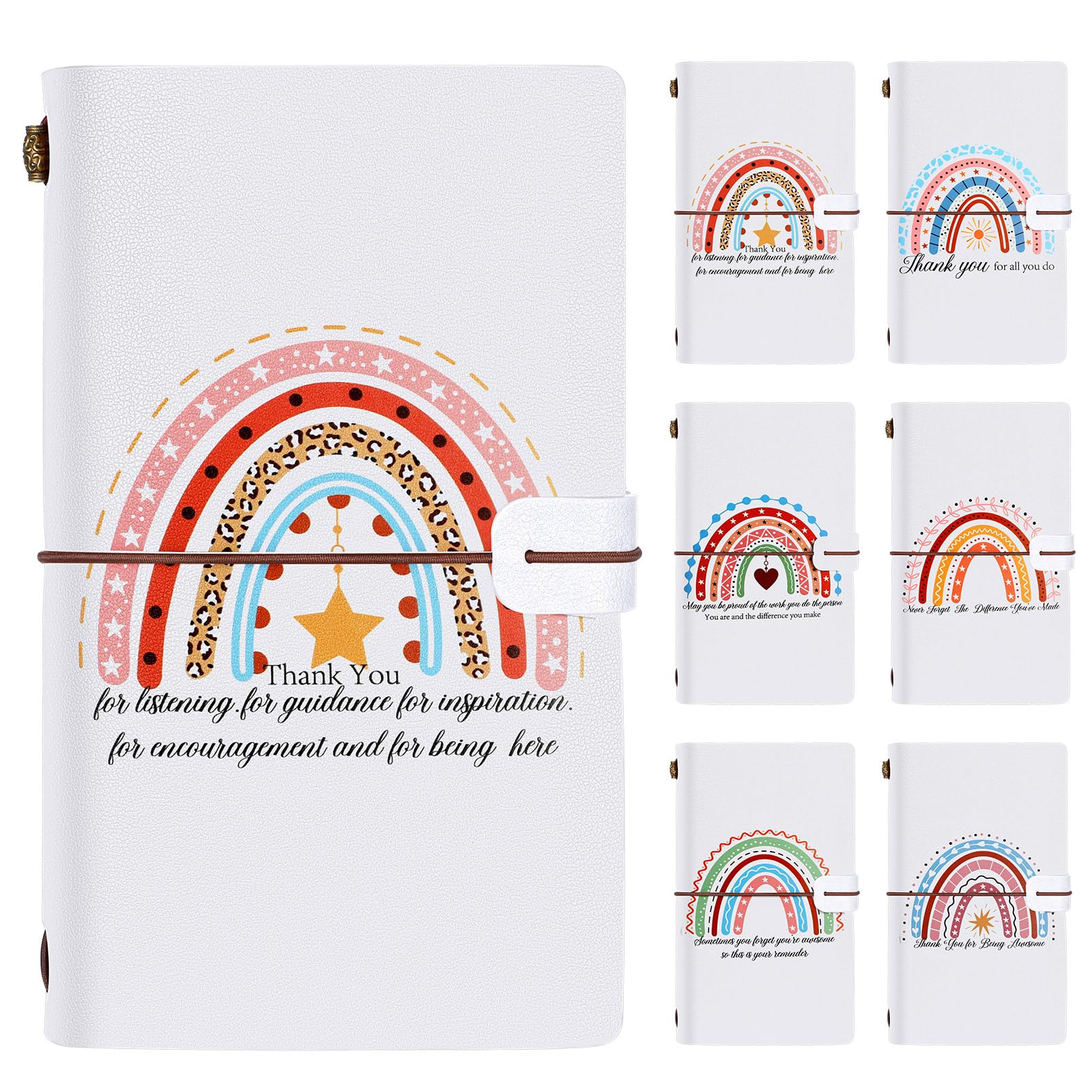Amazon.com : Fulmoon 6 Pcs Appreciation Gifts Leather Journal Notebook ...