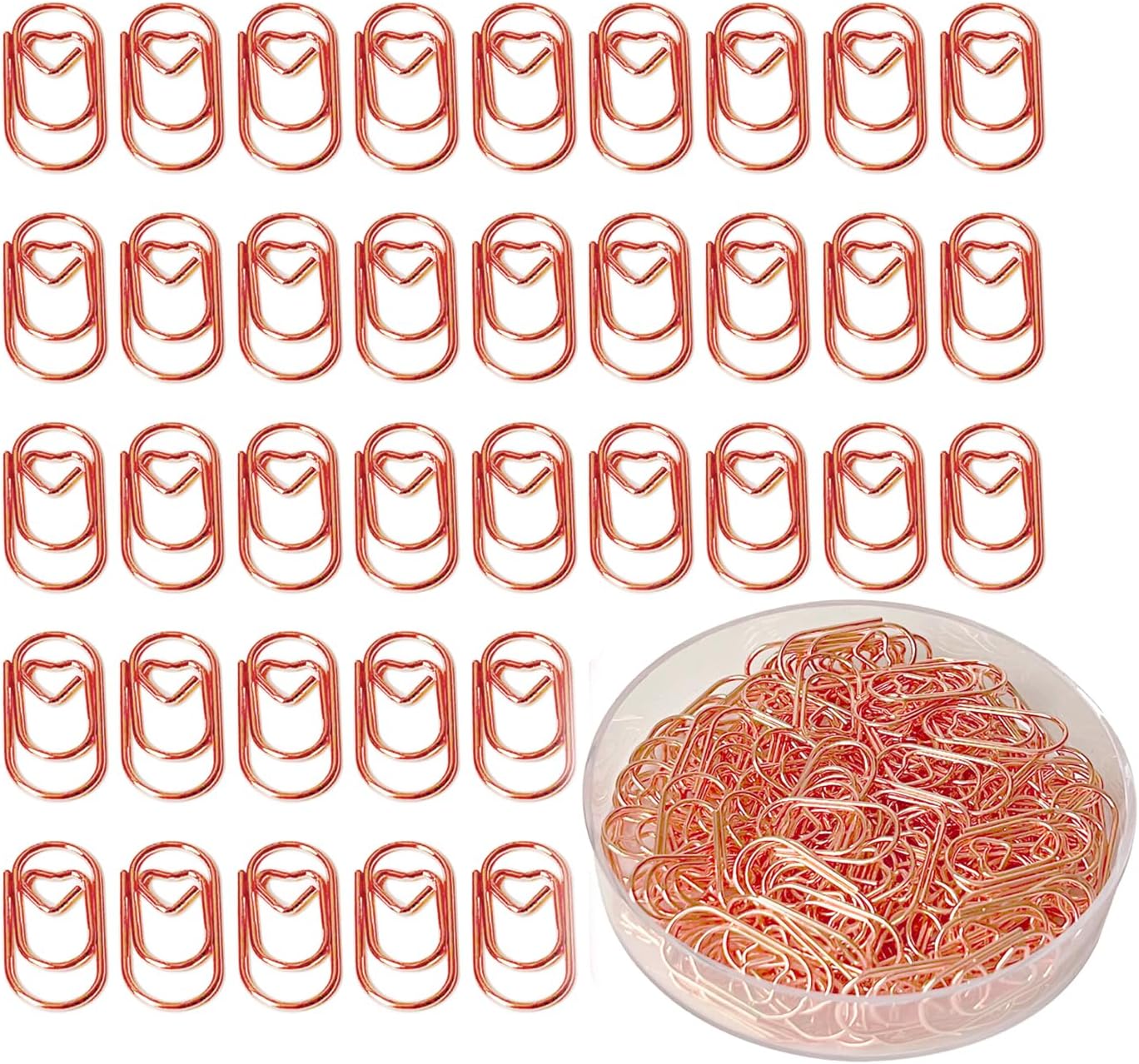 Amazon.com : 200 Pcs Heart Paper Clips Mini, Rose Gold Paperclips ...