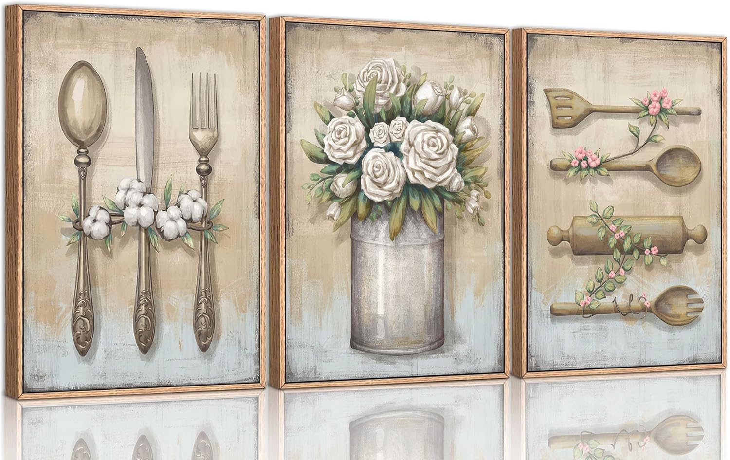 Amazon.com: 3 Pcs Vintage Farmhouse Kitchen Canvas Wall Art Rustic ...