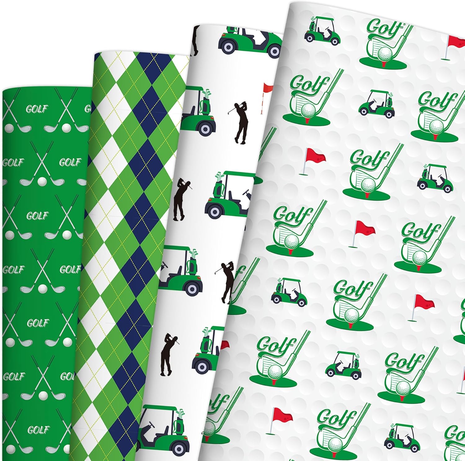 Amazon.com: EoBeCy Golf Wrapping Paper for Men Boys, 12 Sheets Folded ...