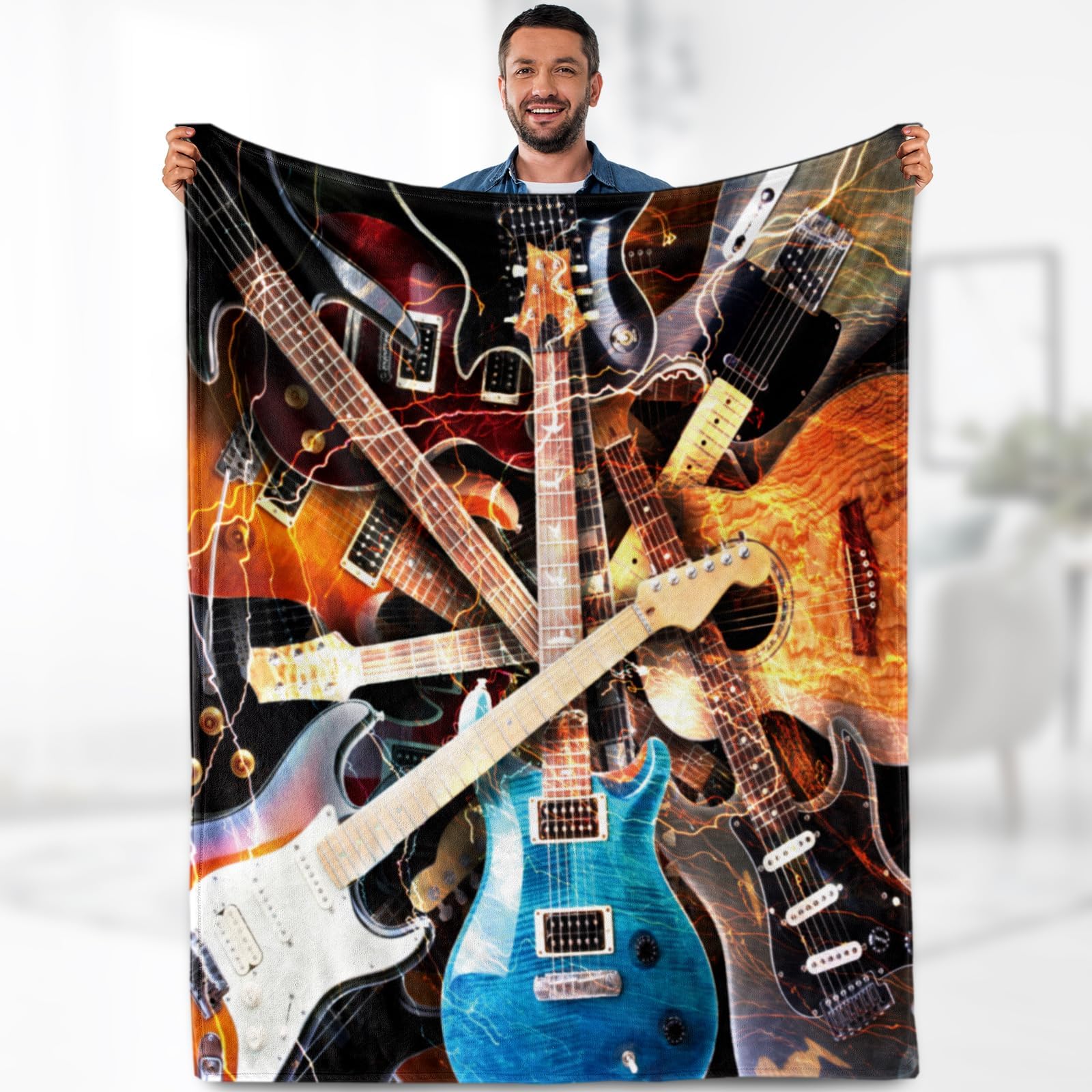Amazon.com: Super Soft Flannel Band Throw Blanket Cozy Lightweight Rock ...