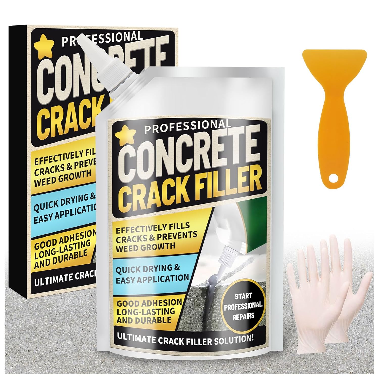 3.3 LB Concrete Crack Filler, High Elasticity Cement Crack Filler, Gray Self Leveling Concrete ...