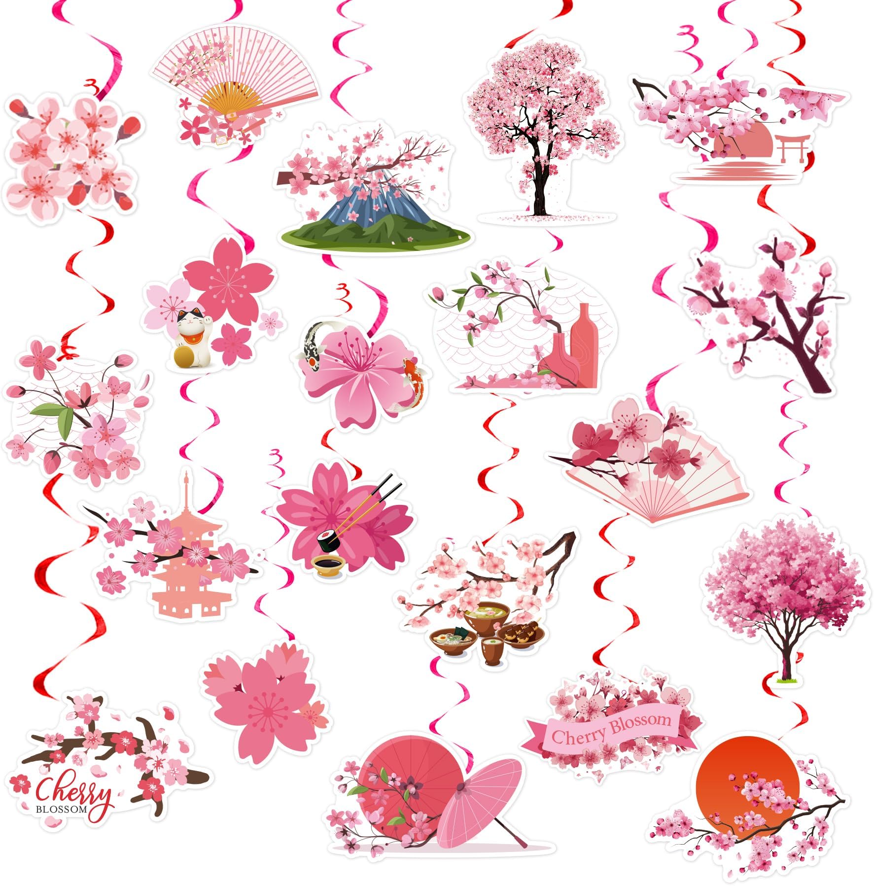 Amazon.com: 20 Pieces Cherry Blossom Hanging Swirls Cherry Blossom ...