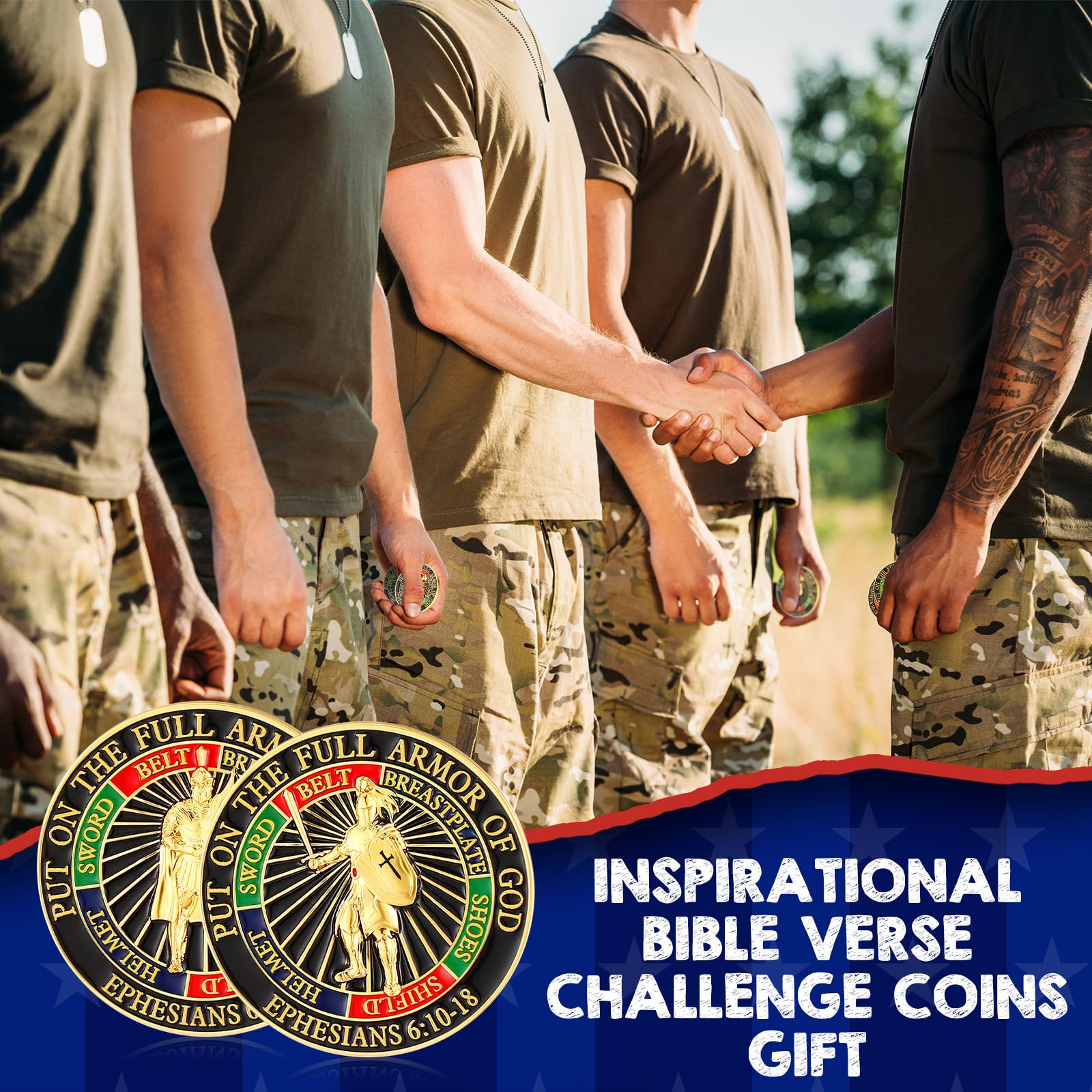Snapklik.com : Lemosae 12 Pcs The Full Armor Of God Courage Challenge Coins