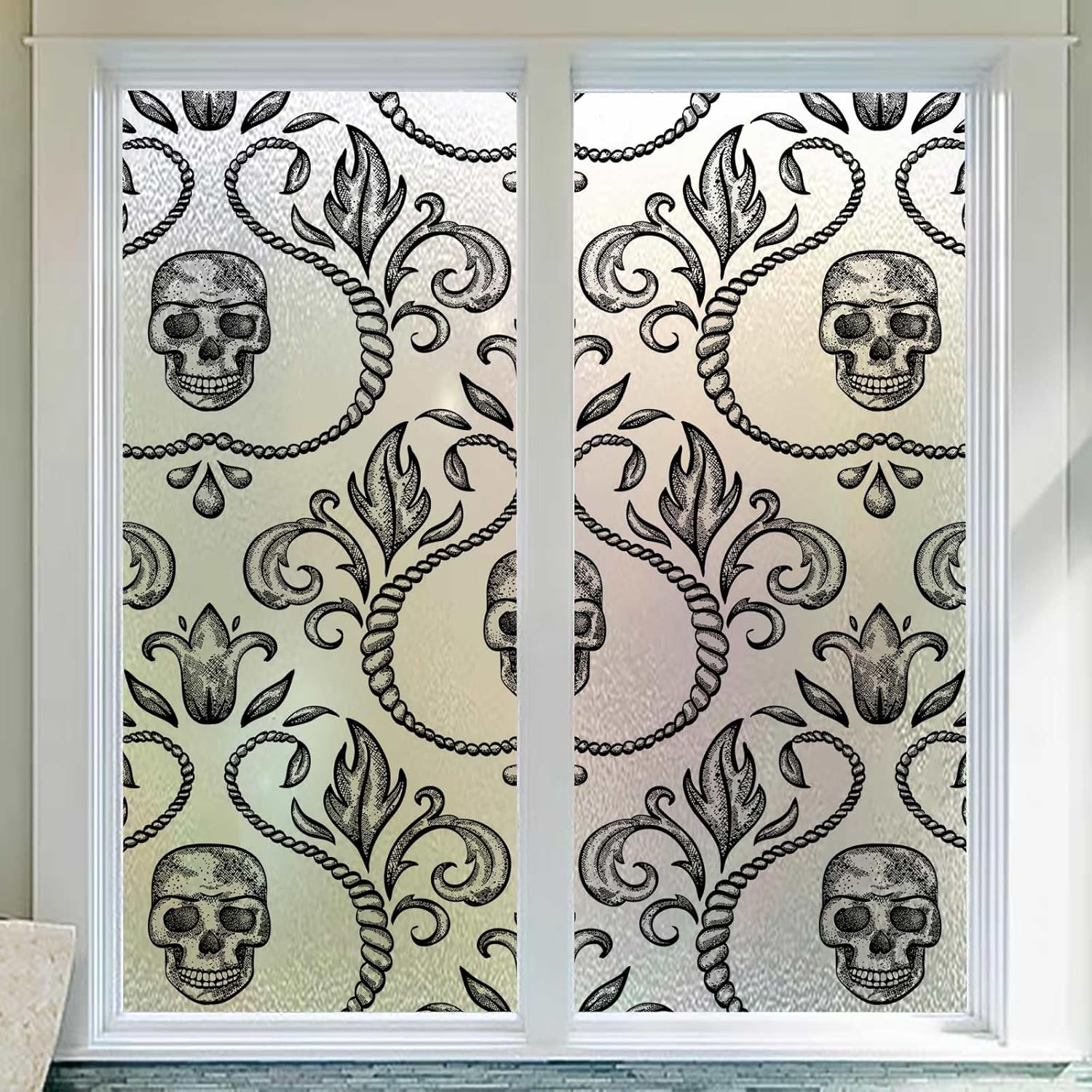Amazon.com: Gothic Decor Window Film for Glass Doors White Black Vinyl ...