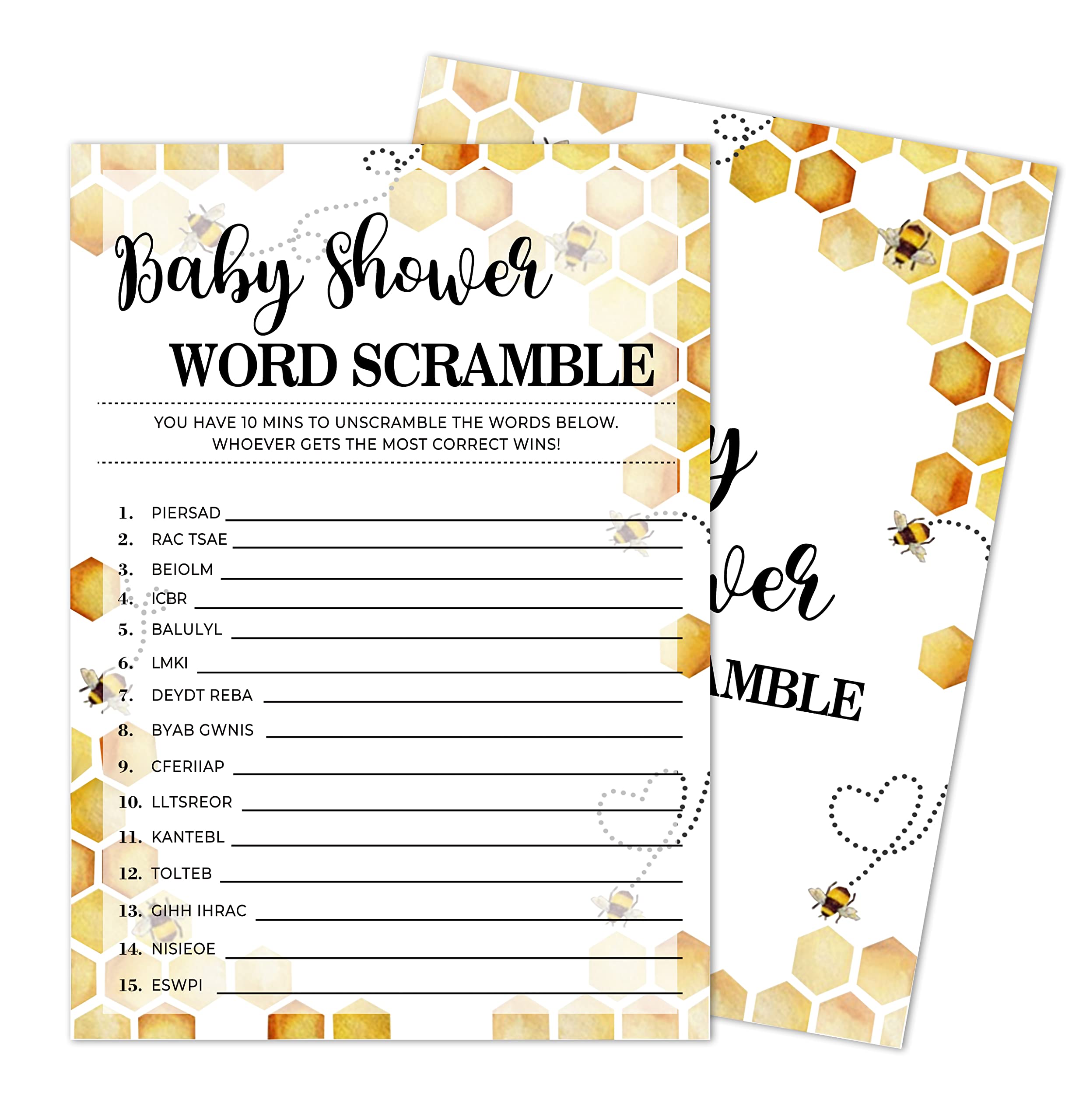 Word Scramble Baby Shower Game, Gender Reveal Party Supplies,Honeycomb ...