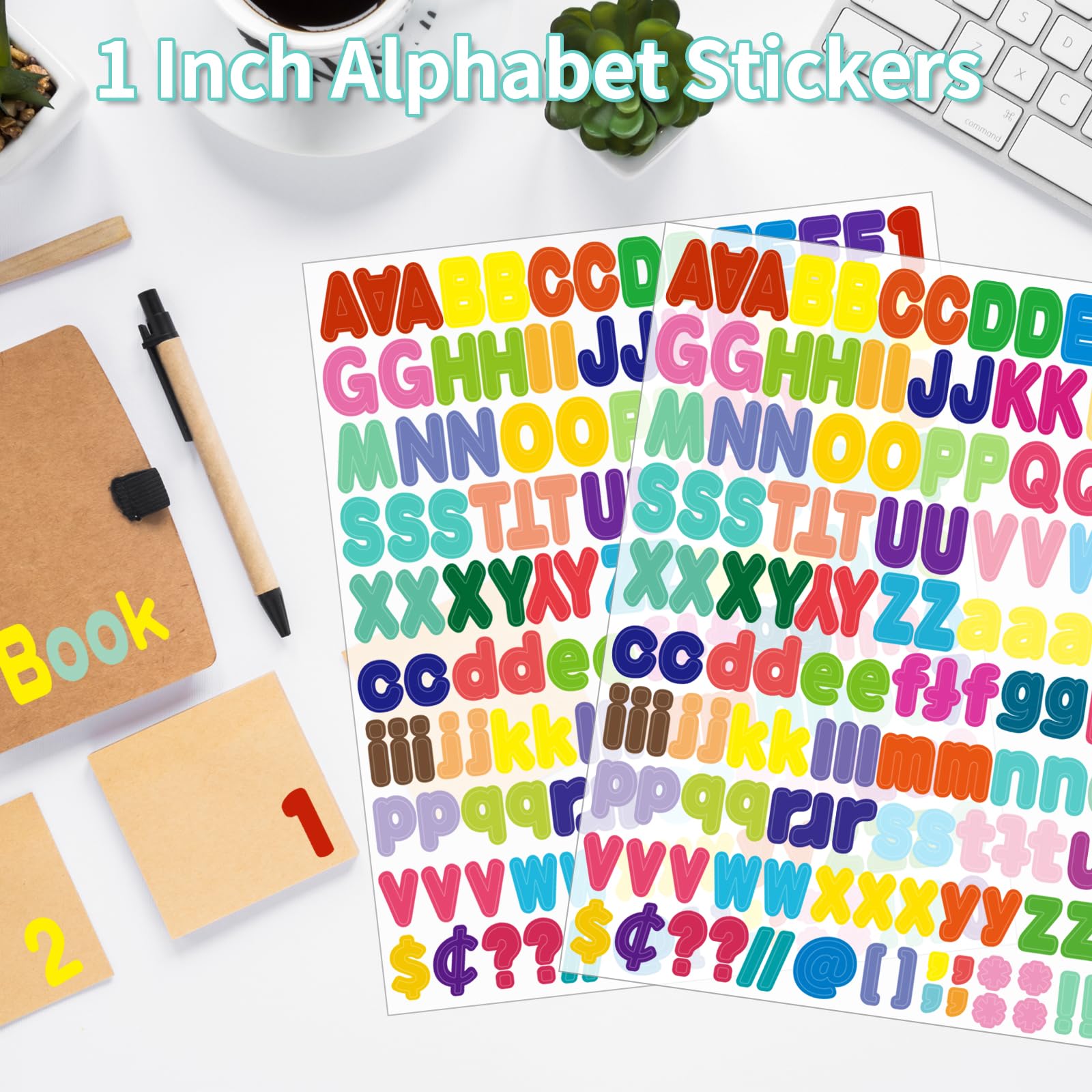 Letter Stickers Seajan 30 Sheets 2010 Pcs Colorful Alphabet 1 Inch Self ...