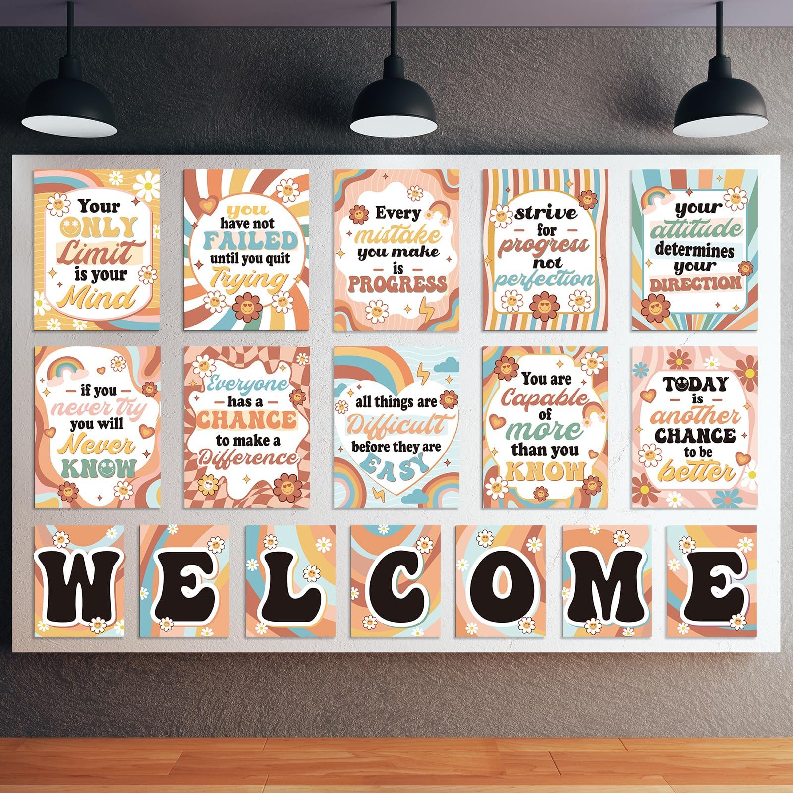 Amazon.com : Ragnhild 17 Pcs Retro Welcome Classroom Posters Bulletin ...