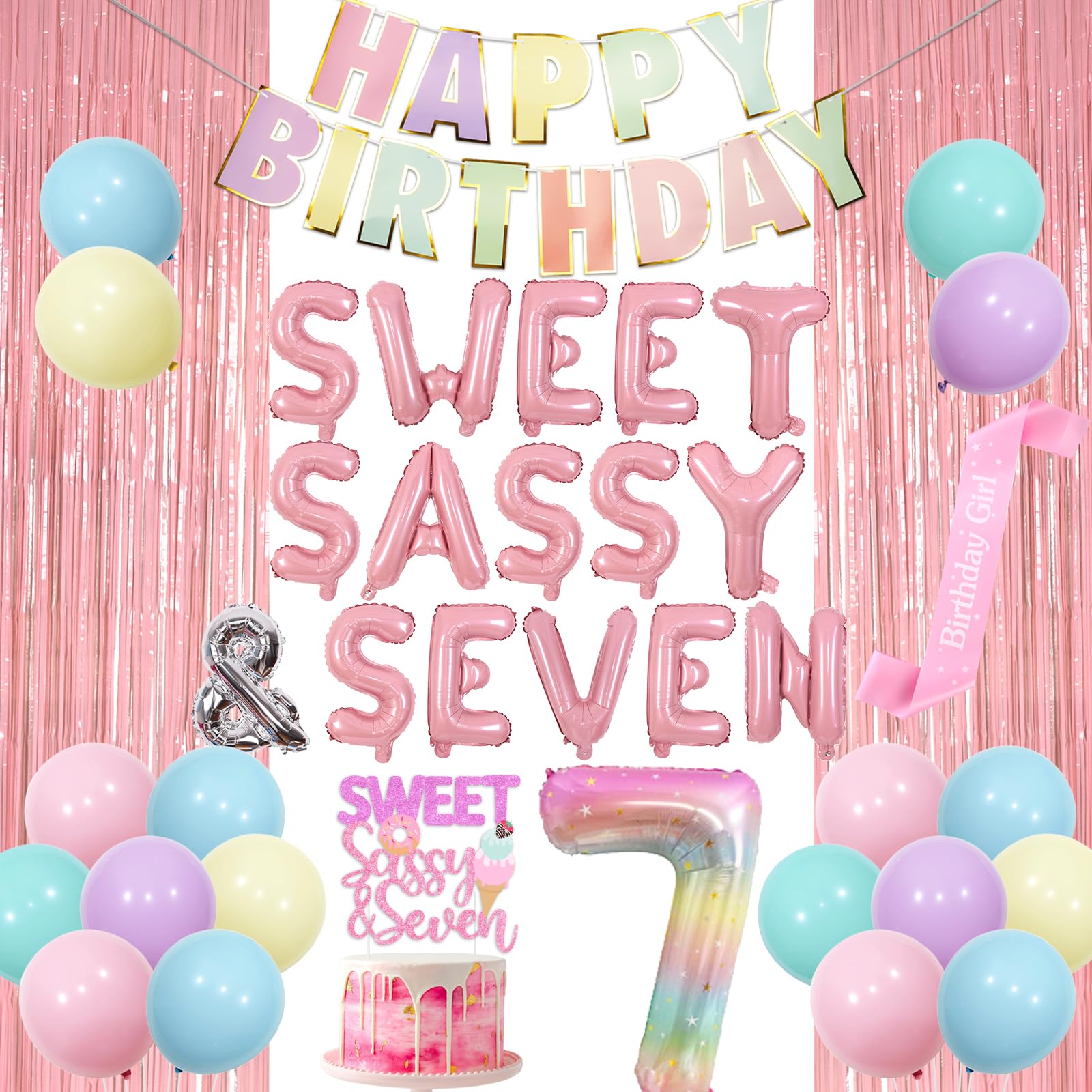 Buy Sweet Sassy and Seven Birthday Party Decorations Sweet 7th Birthday ...