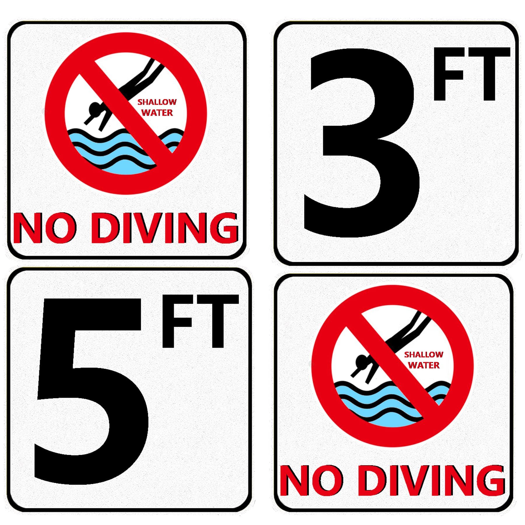 Buy Swimming Pool Depth Marker Sticker No Diving Adhesive Pool Safety ...