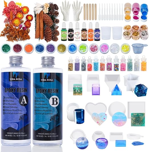 VidaRosa Epoxy Resin Kit for Beginners - 600ml/21.16oz Crystal Clear ...