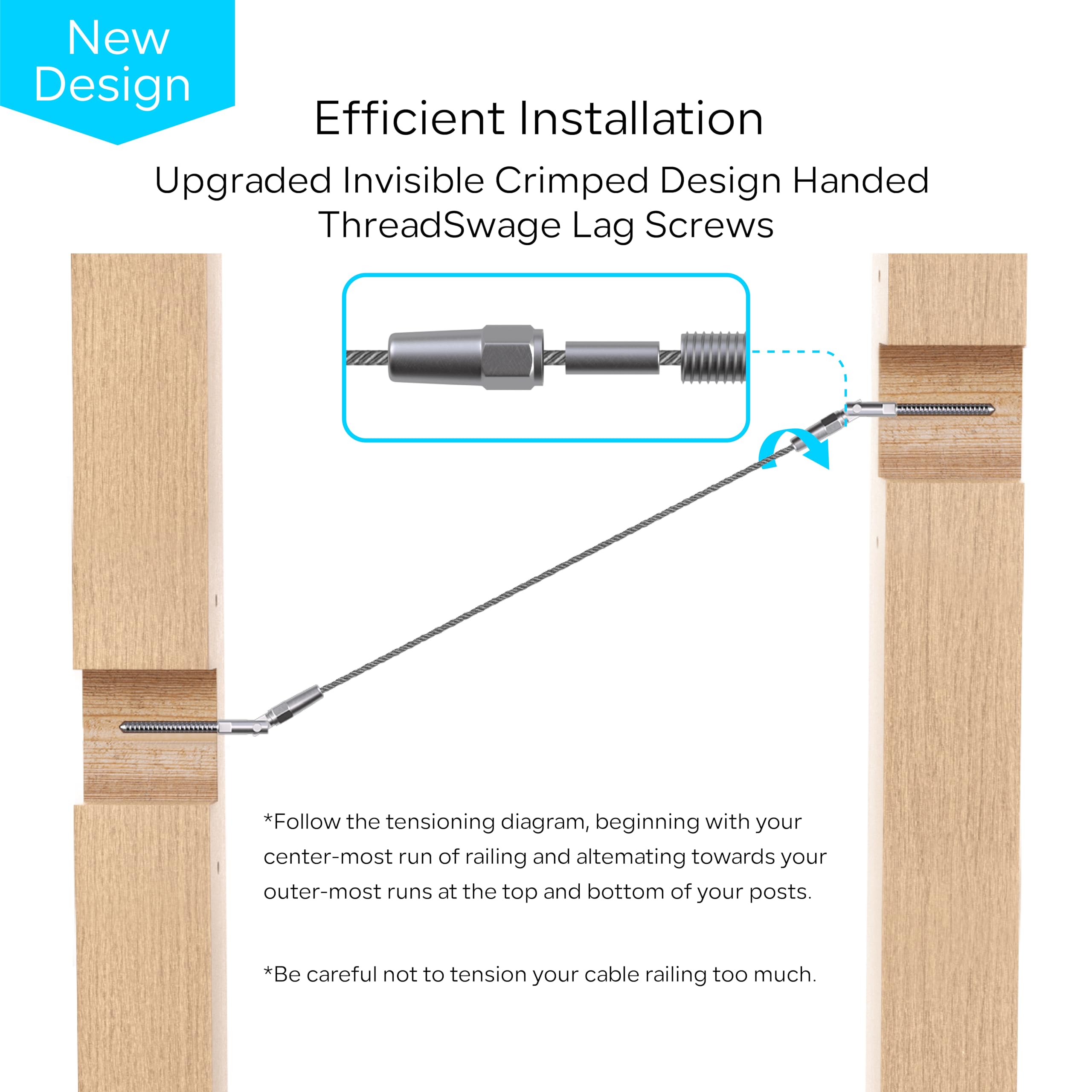 Snapklik.com : Riayer 20 Pack Cable Railing Kit,Invisible Crimp Fitting ...