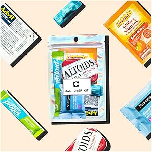 Amazon.com: 1 Pre-Filled Hangover Kit Supplies, Bags, Bachelorette ...
