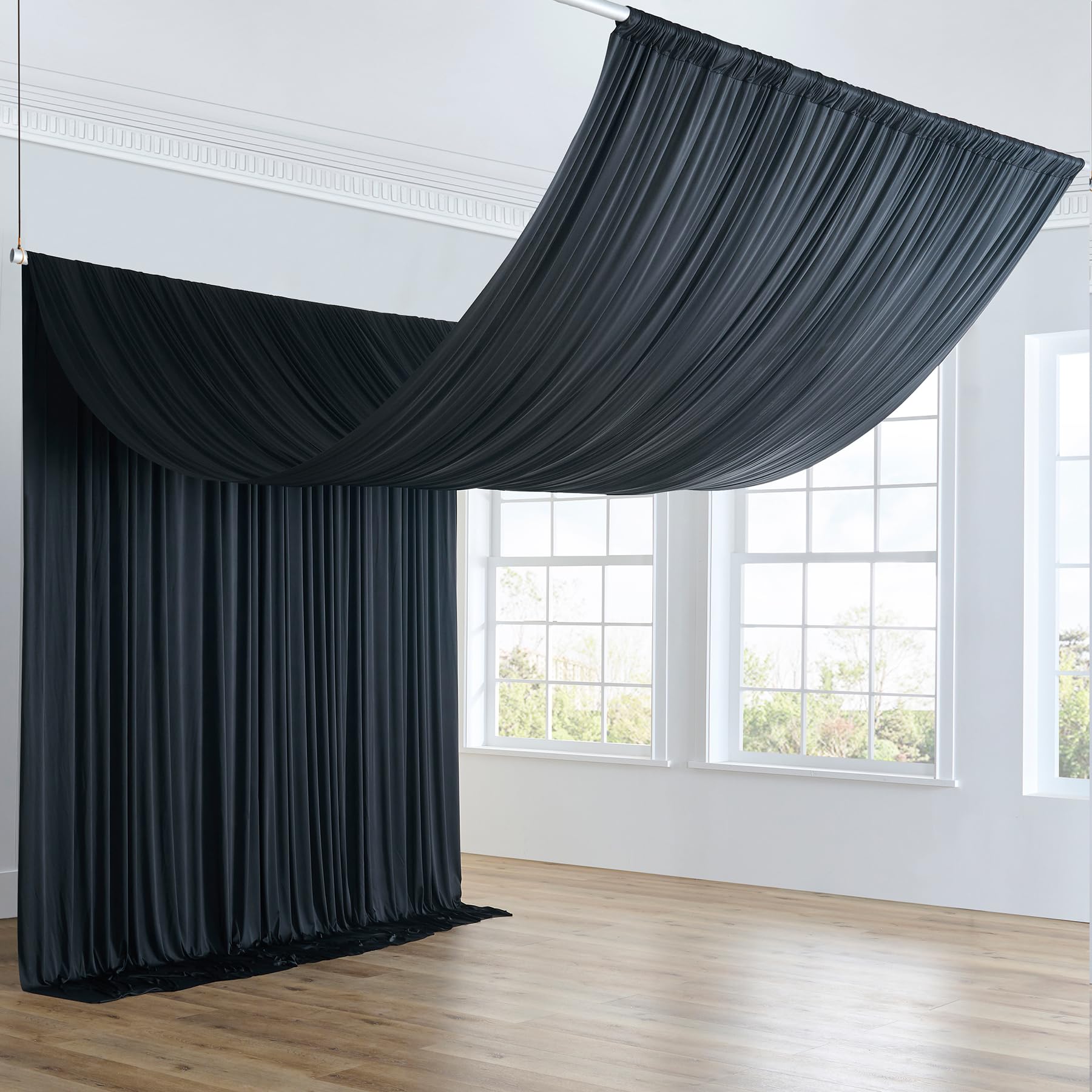Amazon.com: 10ft×20ft Black Ceiling Drapes Panels for Weddings Parties ...