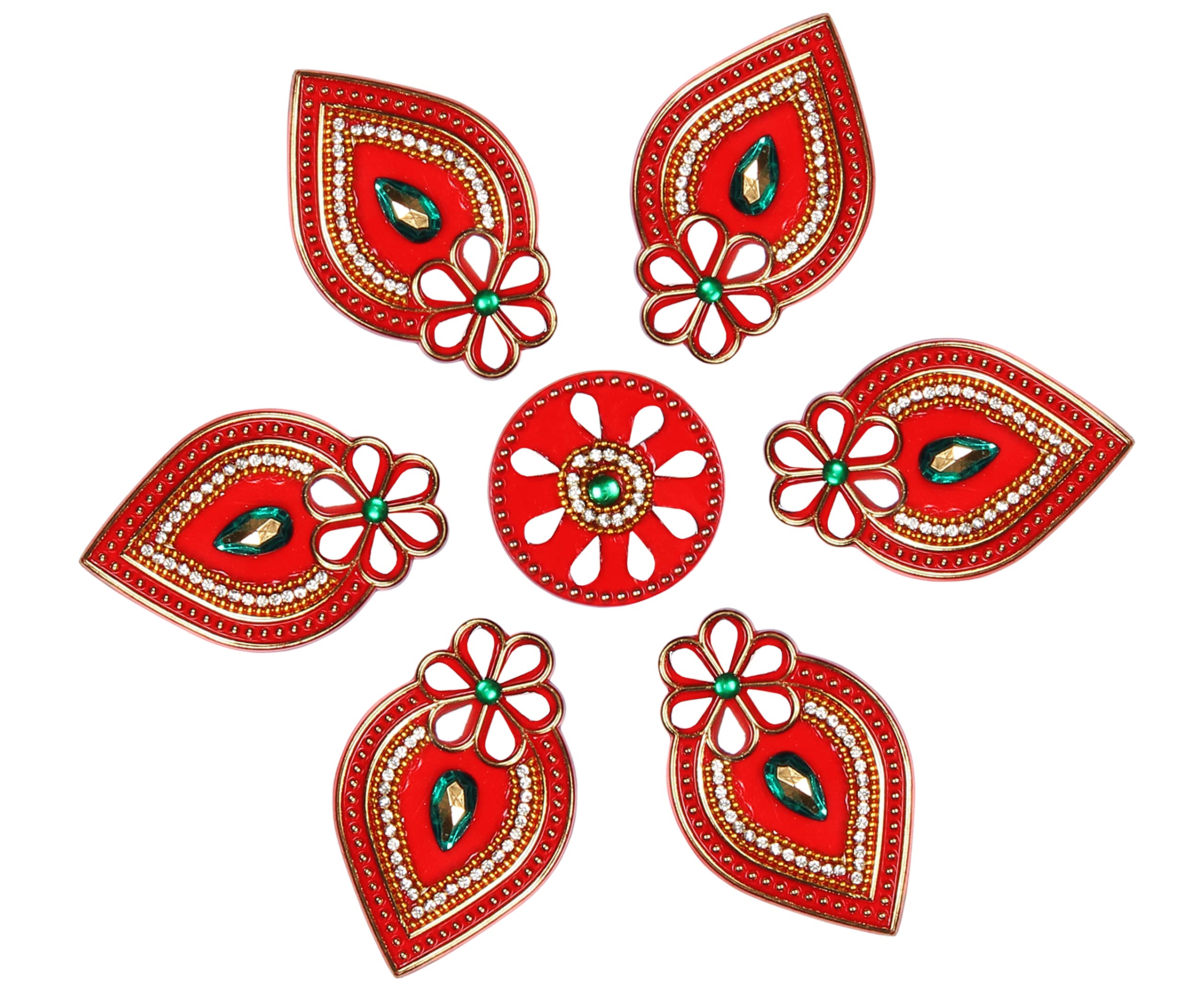 Buy Red kundan Acrylic Rangoli Stickers for Pooja Room Rangoli Stickers ...