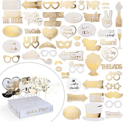 Amazon.com: SOUL SHIFT 60PCs Fully Assembled Wedding Photo Booth Props ...