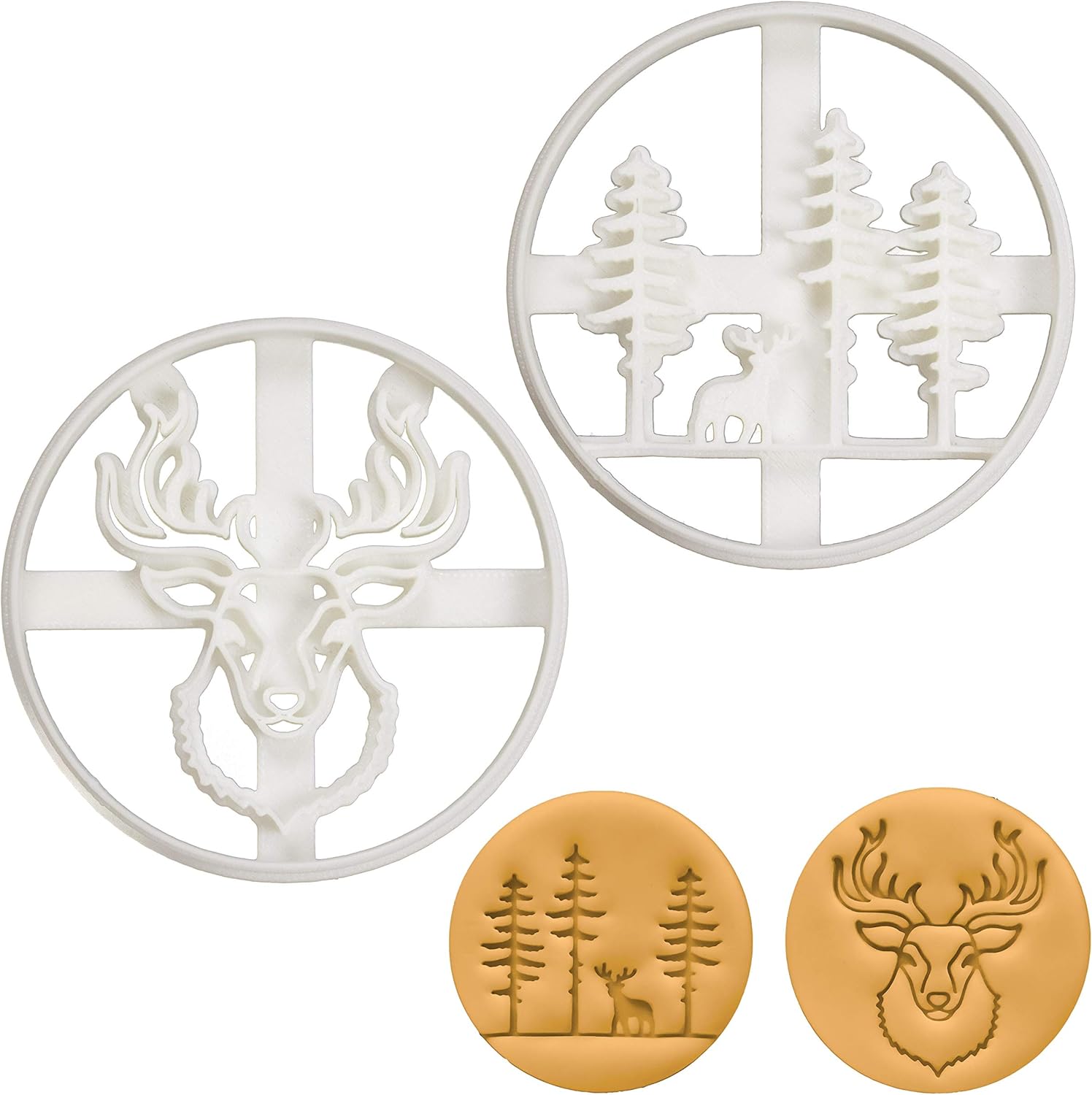 Amazon.com: Bakerlogy Stag Cookie Cutters (Set of 2: Stag Head & Forest ...