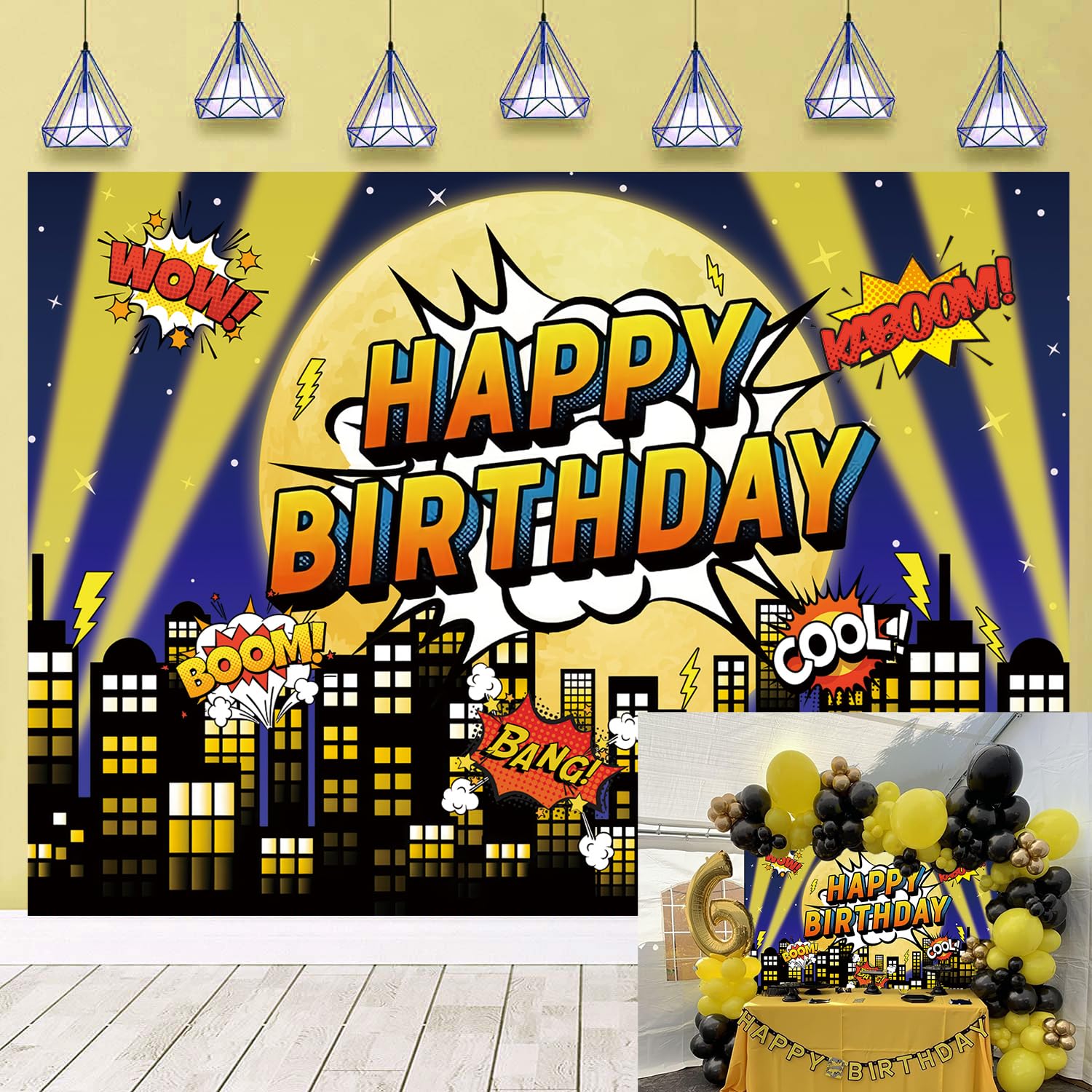 Amazon.com : 7x5FT Super City Backdrop Superhero City Night Scence ...