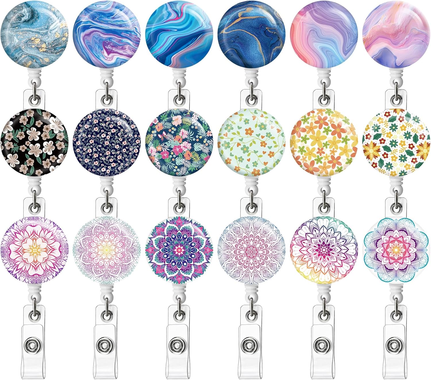 Amazon.com : 18 Pack Badge Holder Retractable Cute Nursing Badge Reel ...