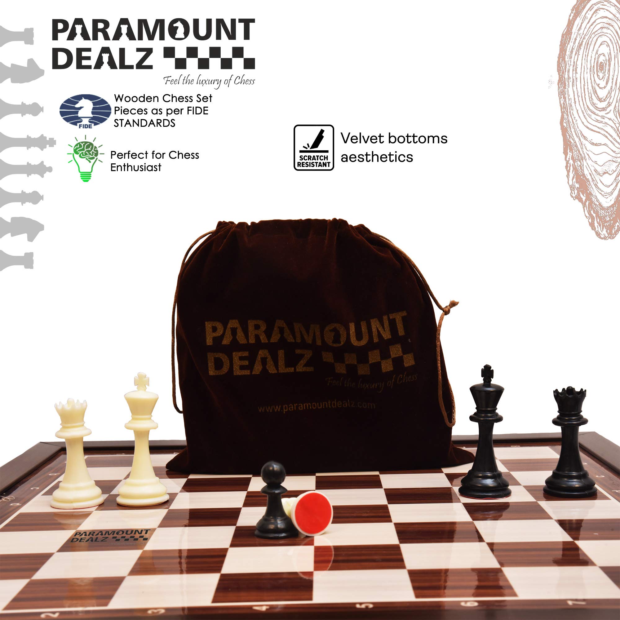 Buy Paramount Dealz Paramount 21" Wooden Laminated Chess Board with ...