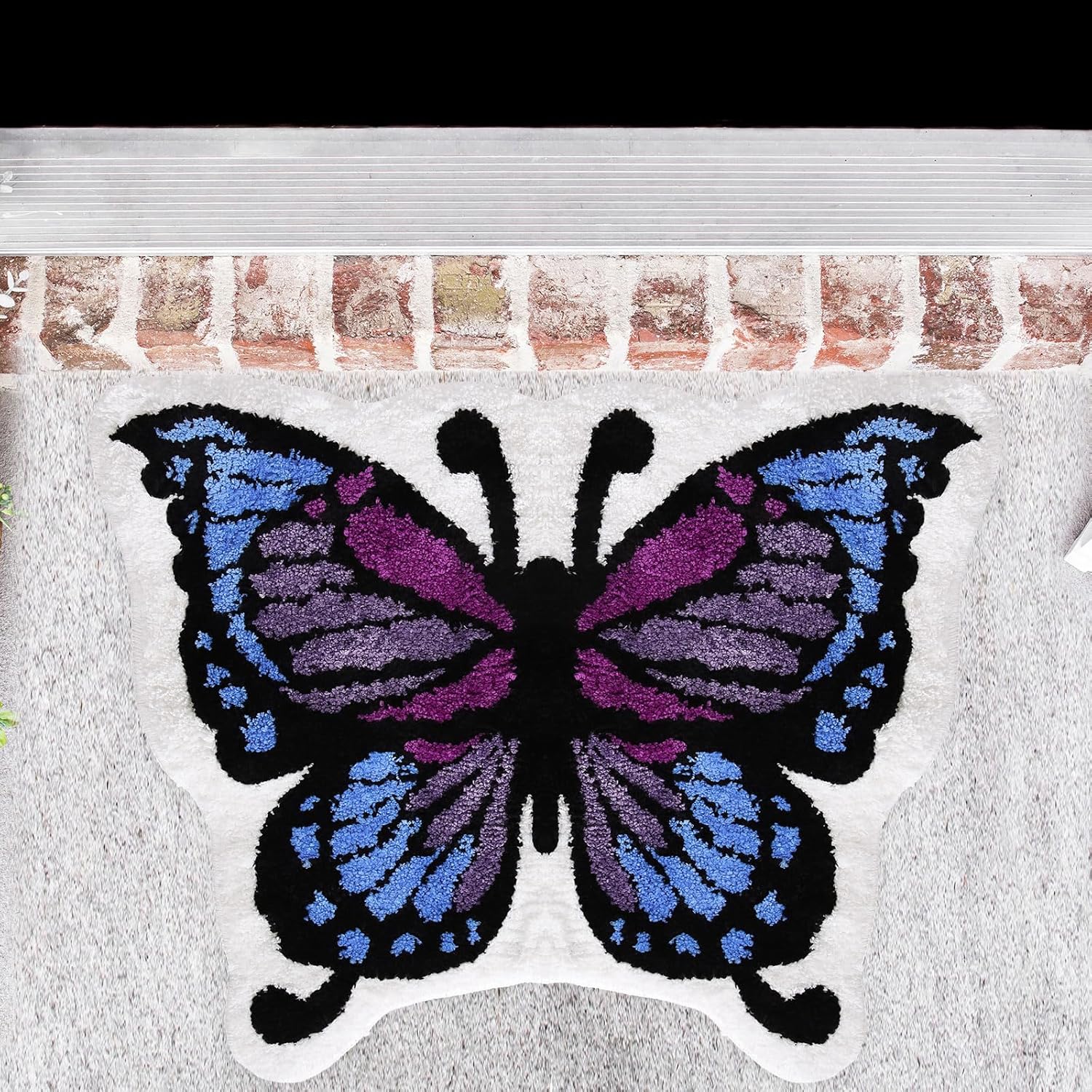 Amazon.com: Whaline Butterfly Bath Rug Purple Blue Tufted Bath Mat Non ...