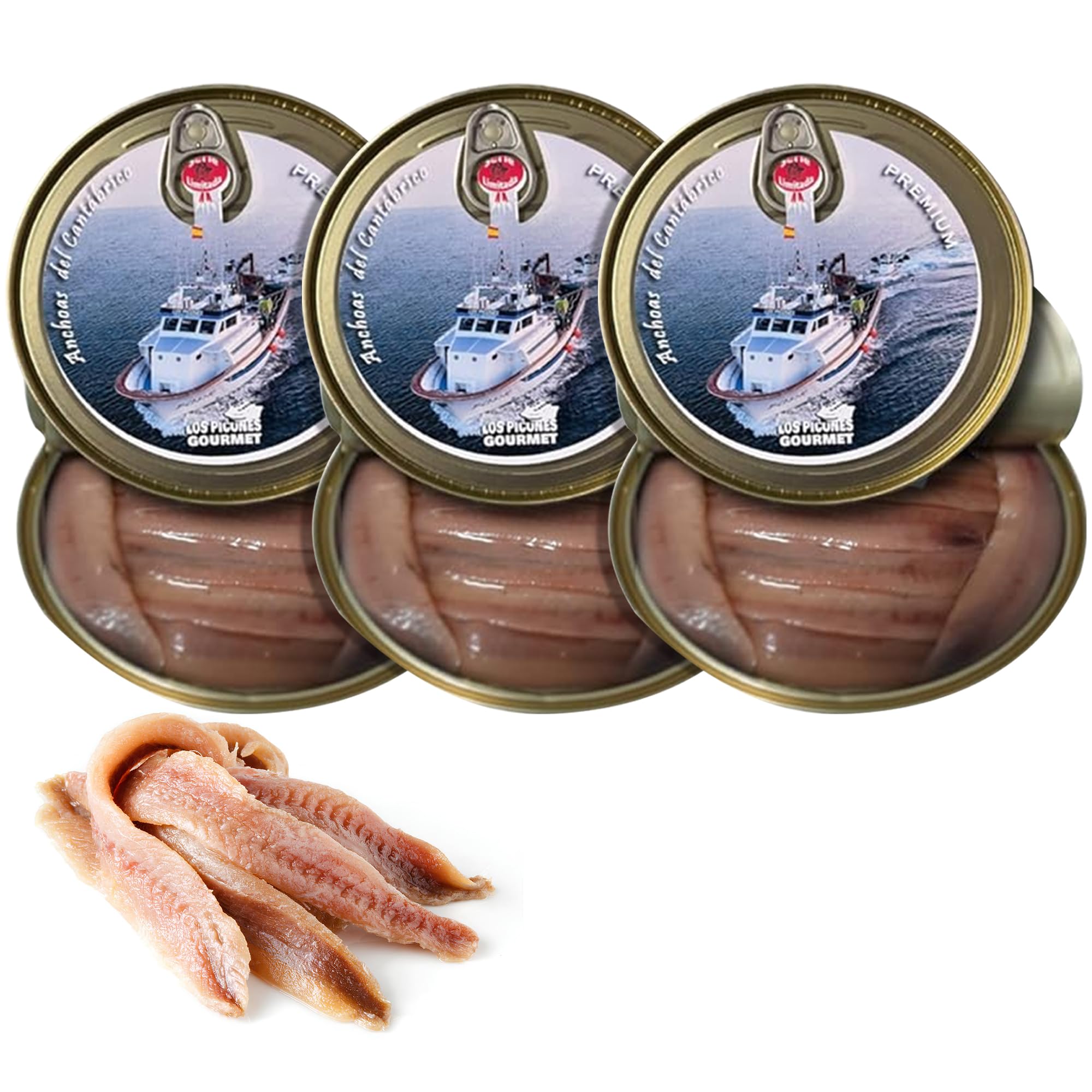 Los Picones Gourmet Premium Anchovies from the Cantabrian XL Pack of 3 ...