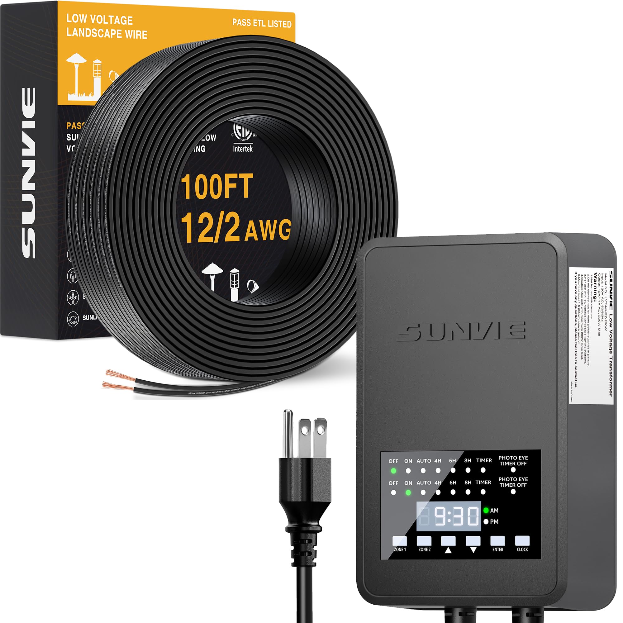 SUNVIE 200W Low Voltage Landscape Transformer with 2 Independent ...