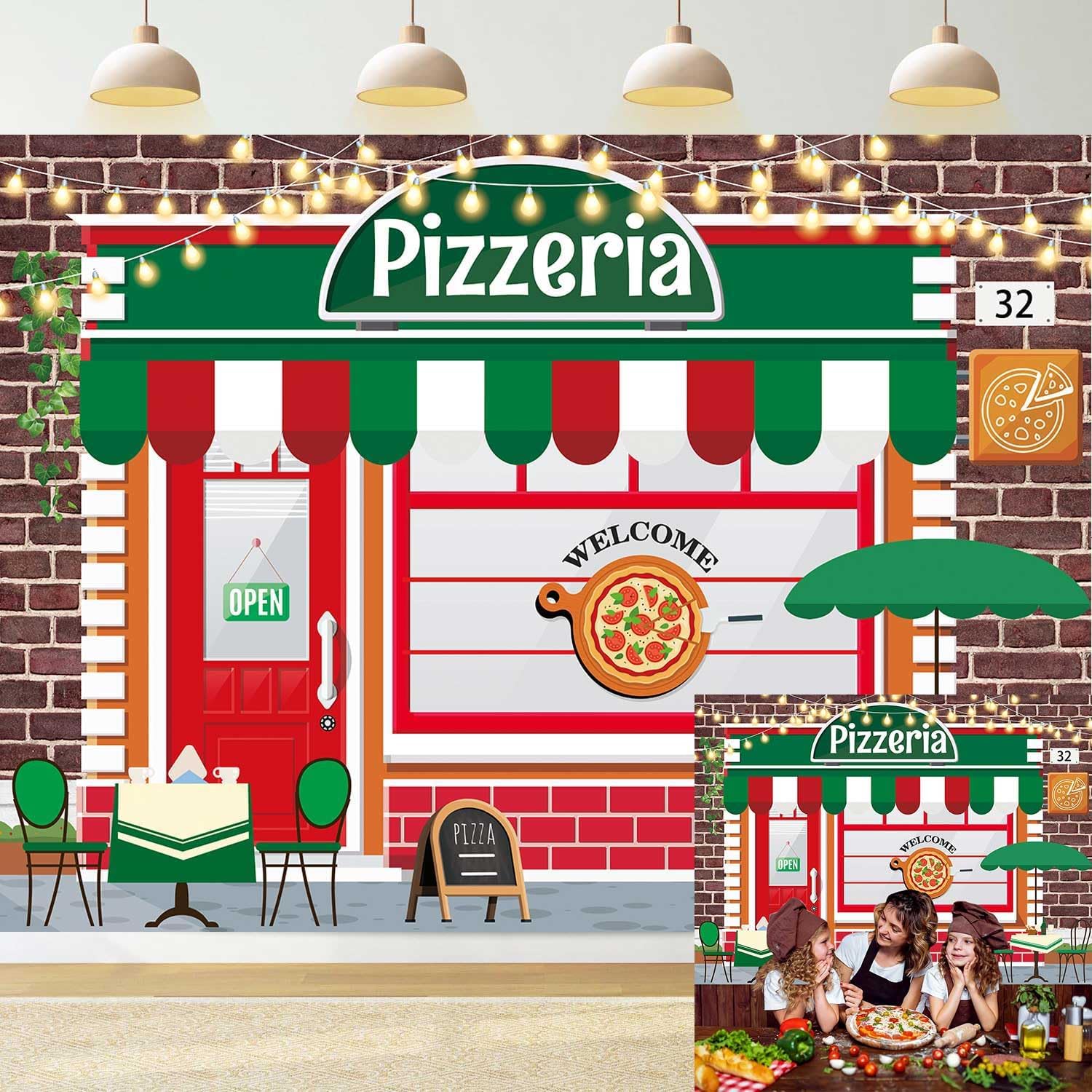 Amazon.com : Pizza Shop Backdrop for Photography 7x5FT Cooking Theme ...
