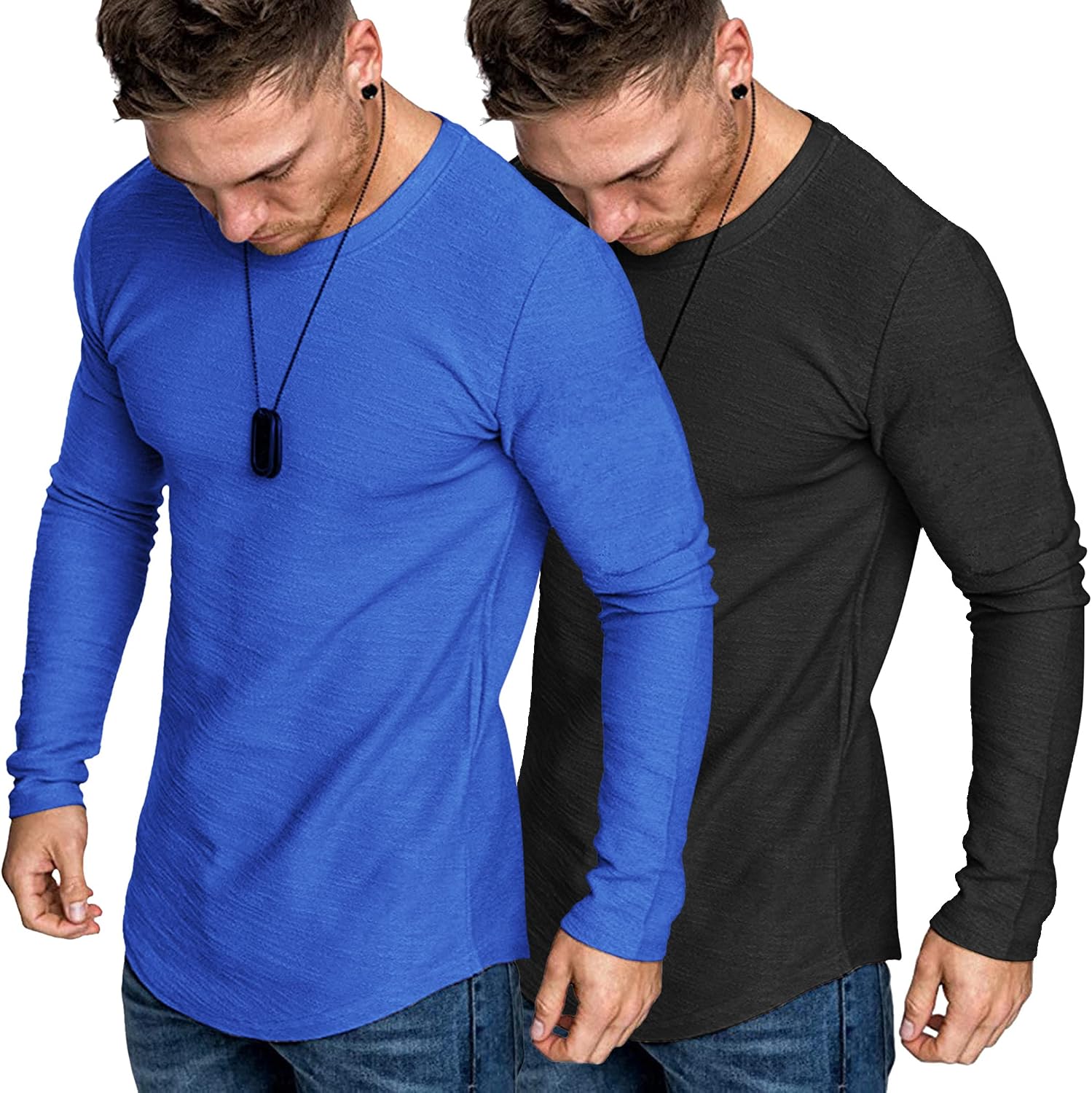 Amazon.com: COOFANDY Men 2 Pack Muscle Fitted T Shirt Gym Workout ...