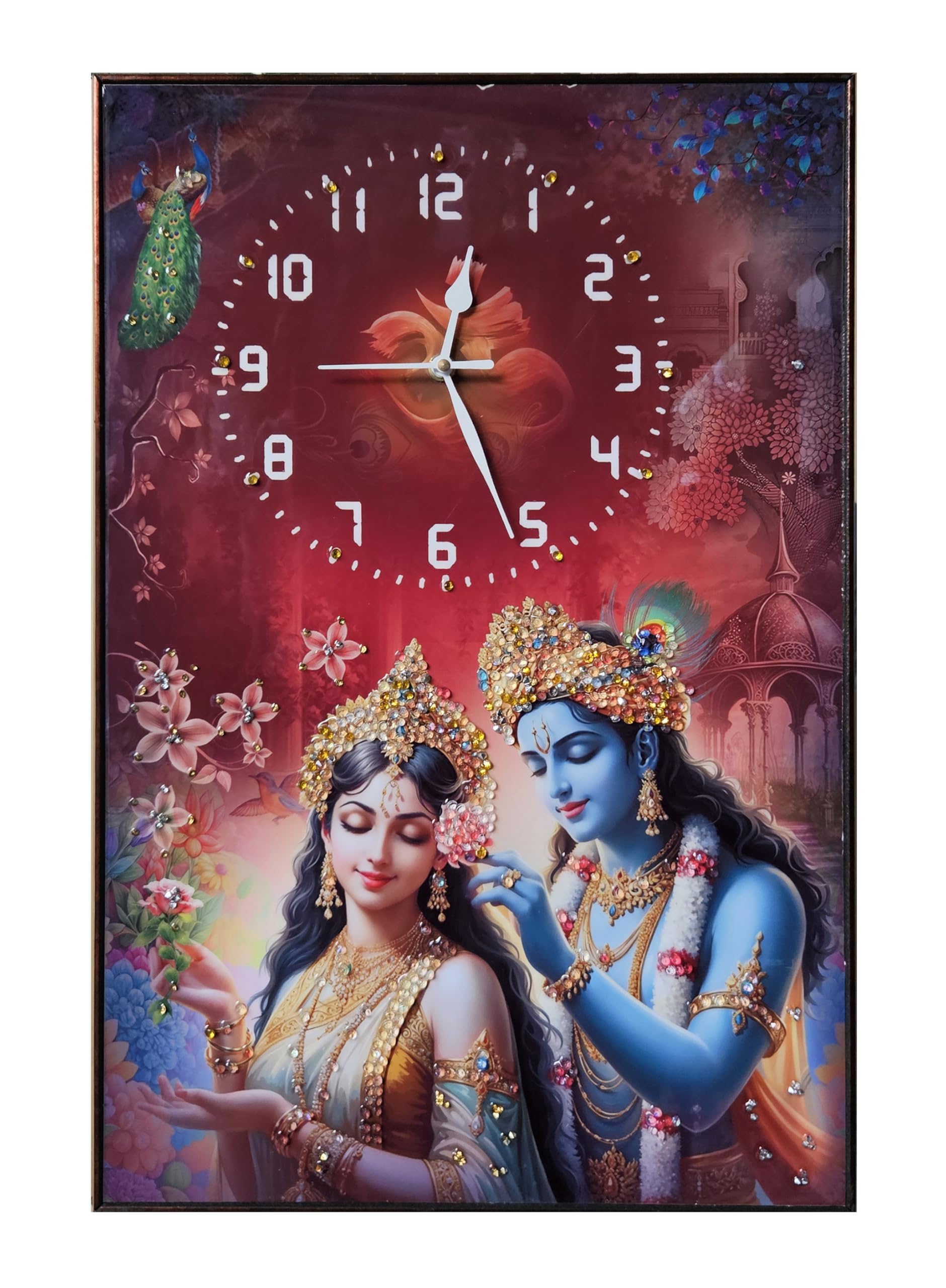 Buy Vaansh Resin Wall Clock with Photo Frame Radha Krishna Picture with ...