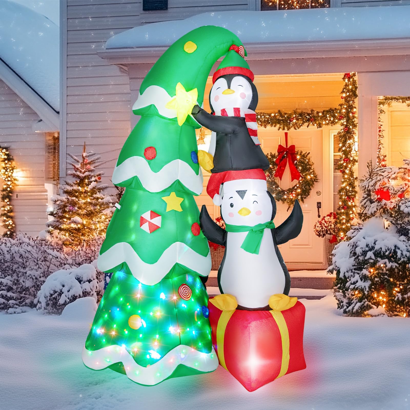 Amazon.com: Dawdix Christmas Inflatables Decorations with Colorful ...