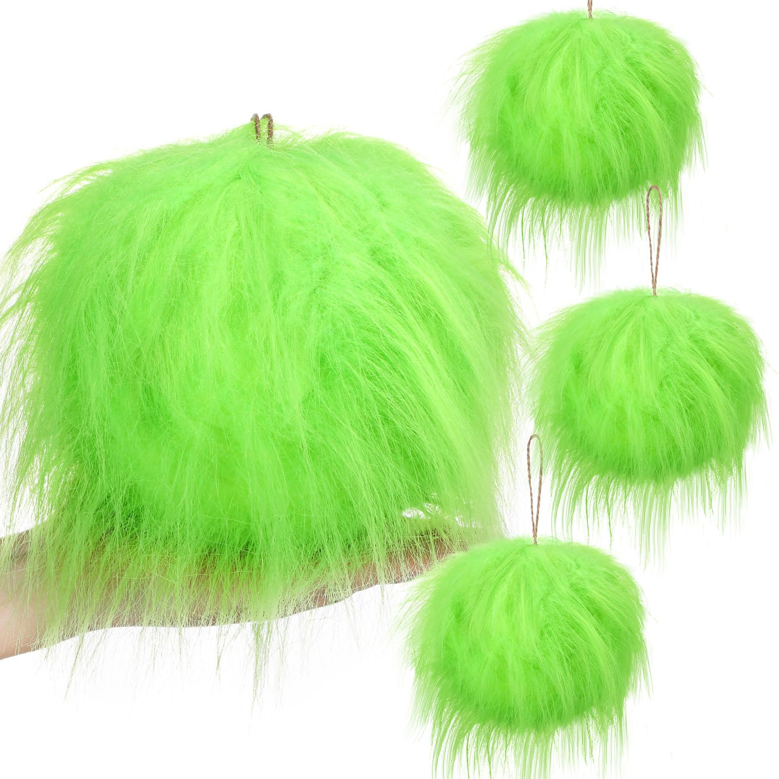 Amazon.com: Hollowfly 4 Pcs 6 Inches Lime Green Furry Christmas Ball ...