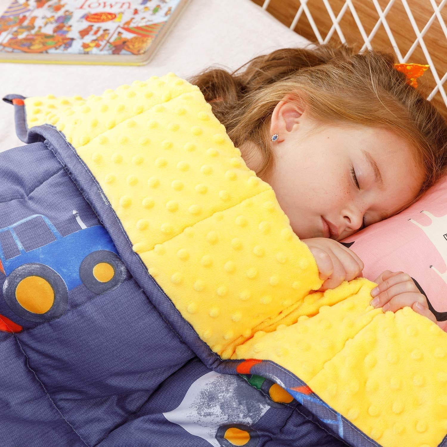 Buzio Weighted Blanket 5 lbs for Kids, Ultra Cozy Minky Dotted and ...