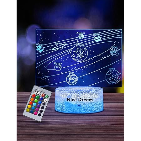 Solar System 3D Optical Illusion Lamp Universe Space Galaxy LED Night ...