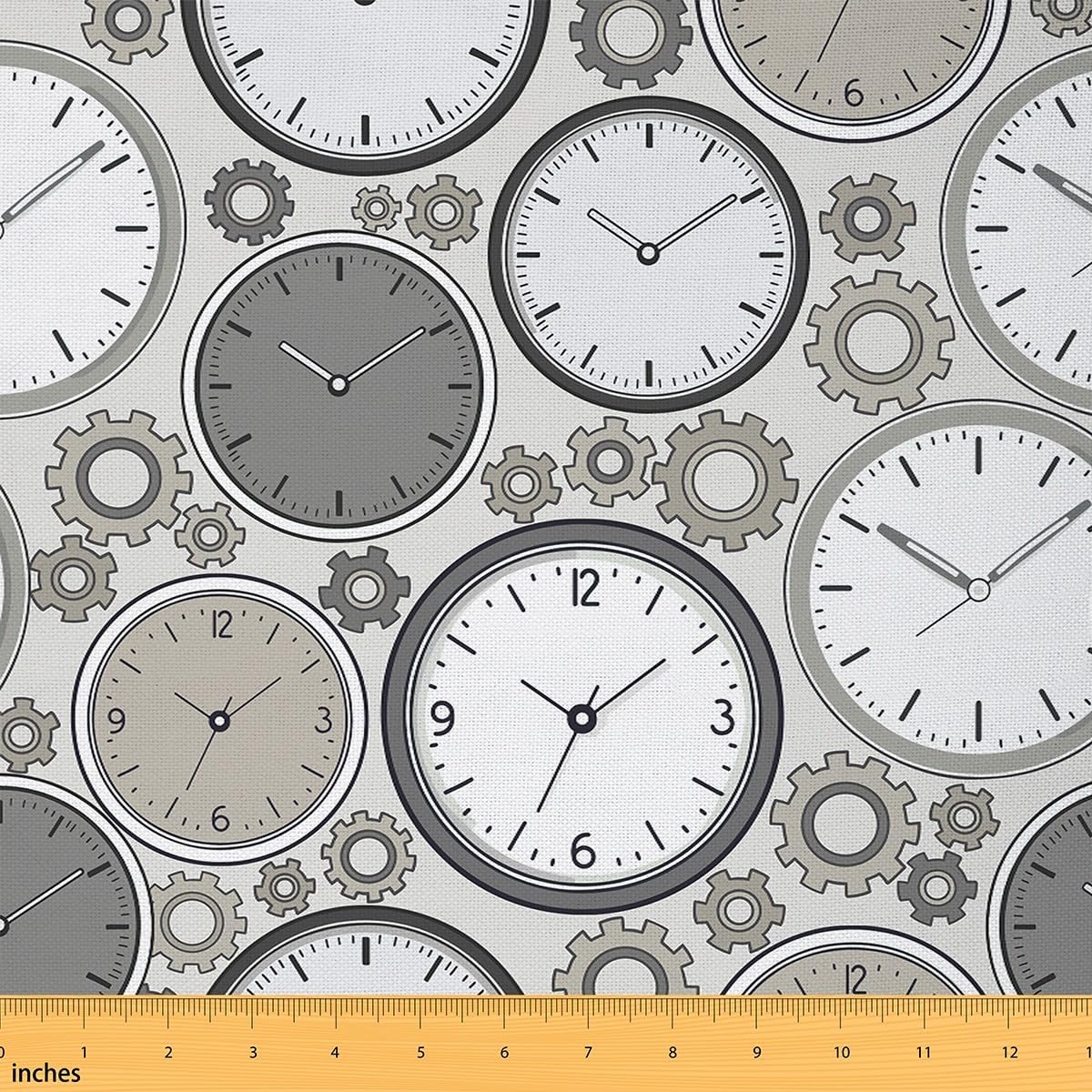 Amazon.com: Retro Clock Fabric by The Yard, Industrial Clock Theme ...