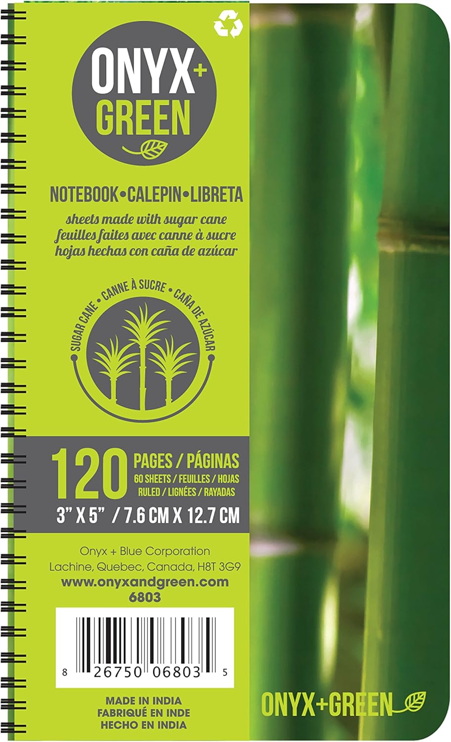 Amazon.com: Onyx and Green Notebook/Journal 3" x 5", Pages made from ...