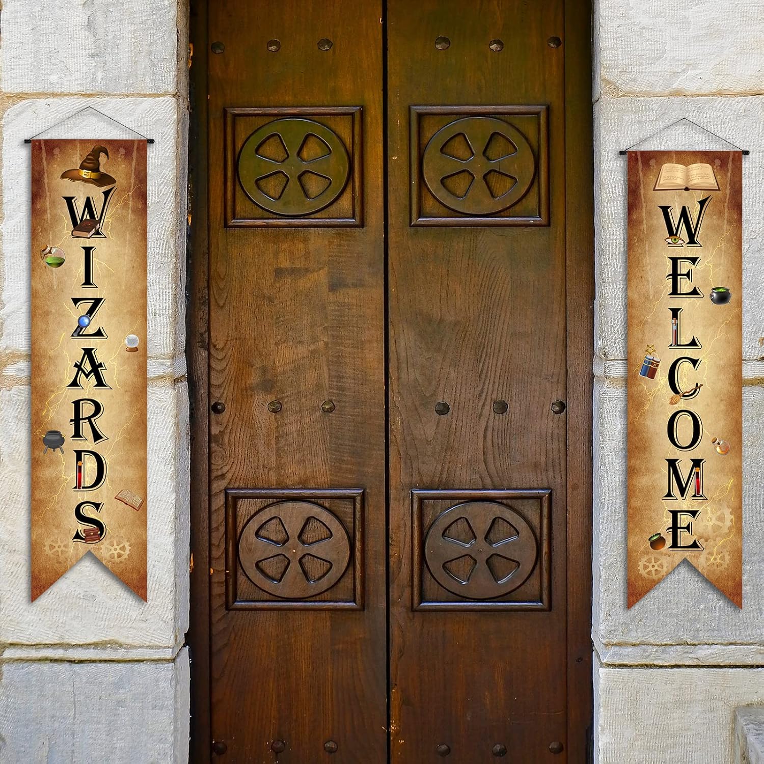 2 Pieces Wizards Welcome Porch Signs Magical Wizard Backdrop Banner ...