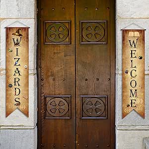 Amazon.com: Tatuo Wizards Porch Signs Magical Wizard Banner Door Sign ...