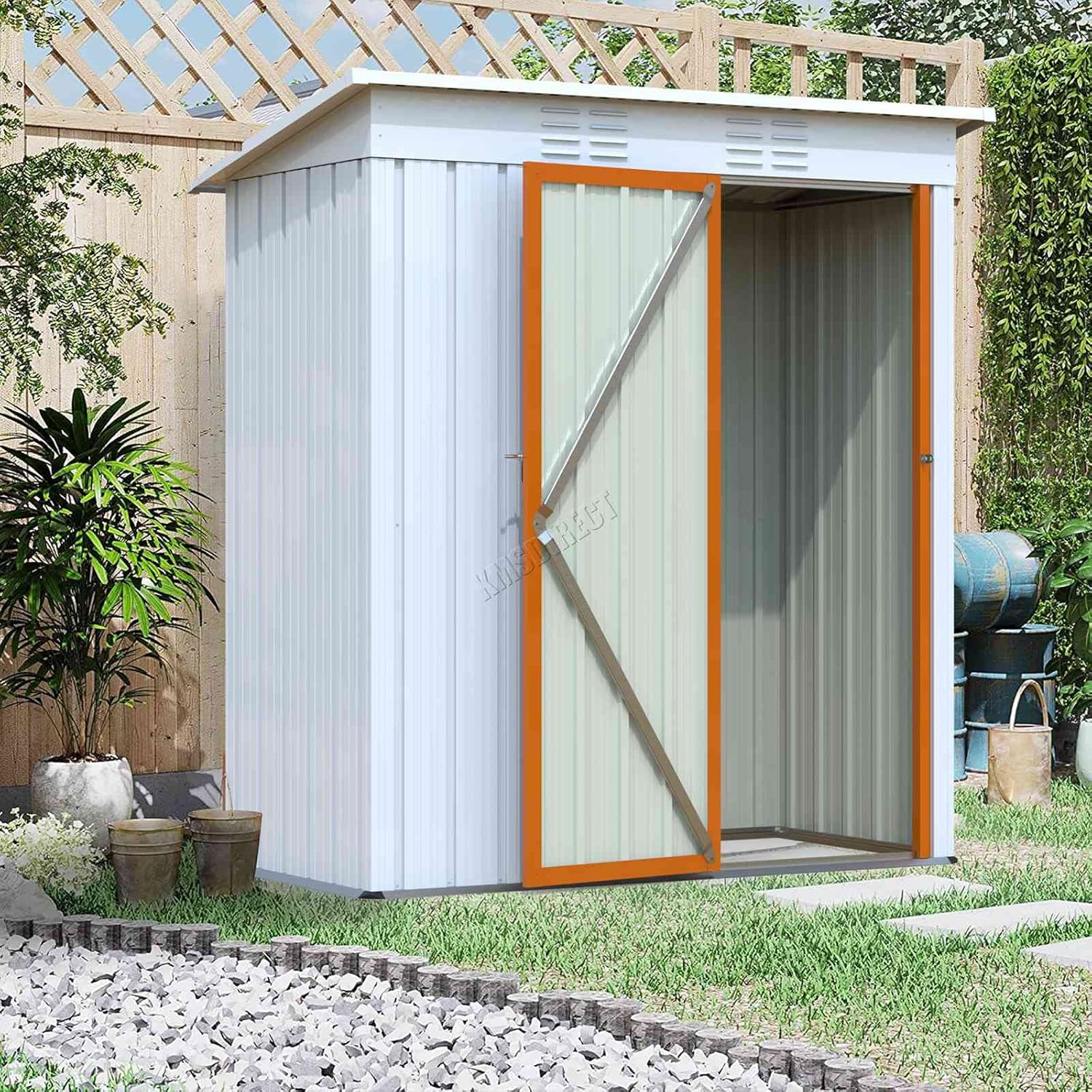 BIRCHTREE Garden Shed Lockable Storage Unit Outdoor Metal Shed Pent ...