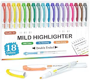 Shuttle Art Pastel Highlighters, 18 Colours Dual Tip Highlighters, Highlighter Markers Assorted ...