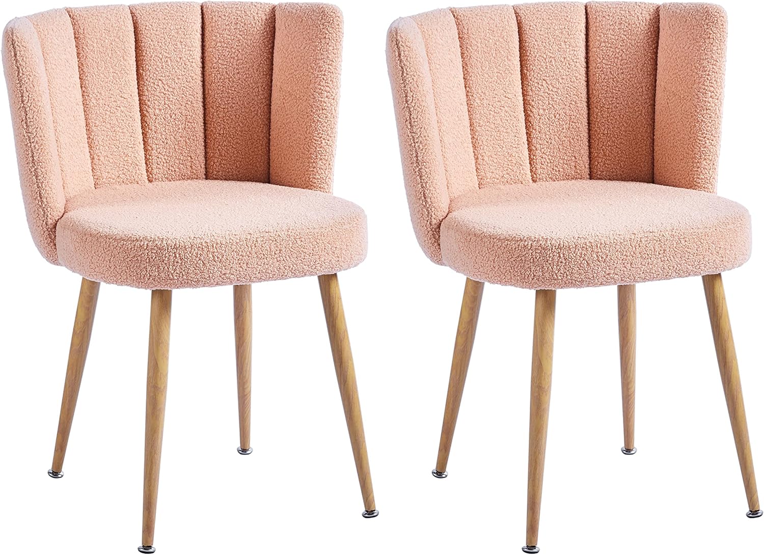 Amazon.com - ATSNOW Peach Pink Sherpa Dining Chairs Set of 2, Mid ...