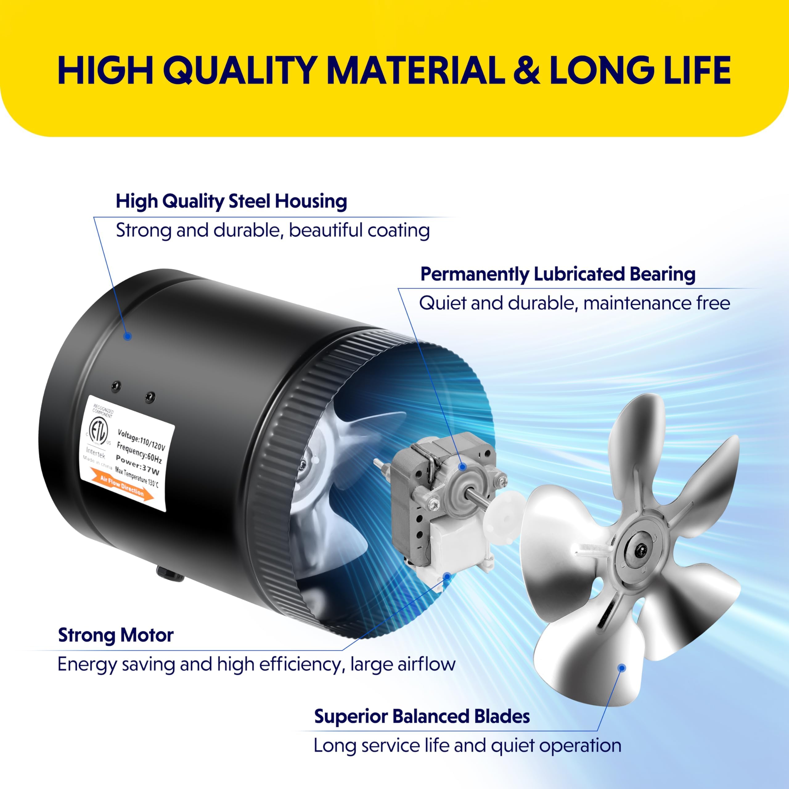 Snapklik.com : HealSmart Inline Booster Duct Fan
