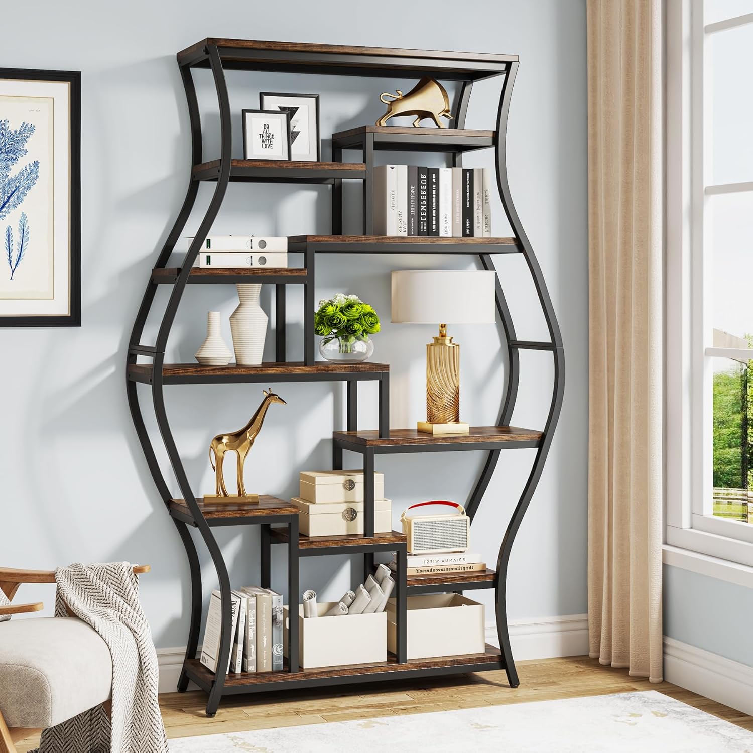 Amazon.com: Tribesigns 70.9 Inch Tall Bookshelf, 11-Tier Staggered ...