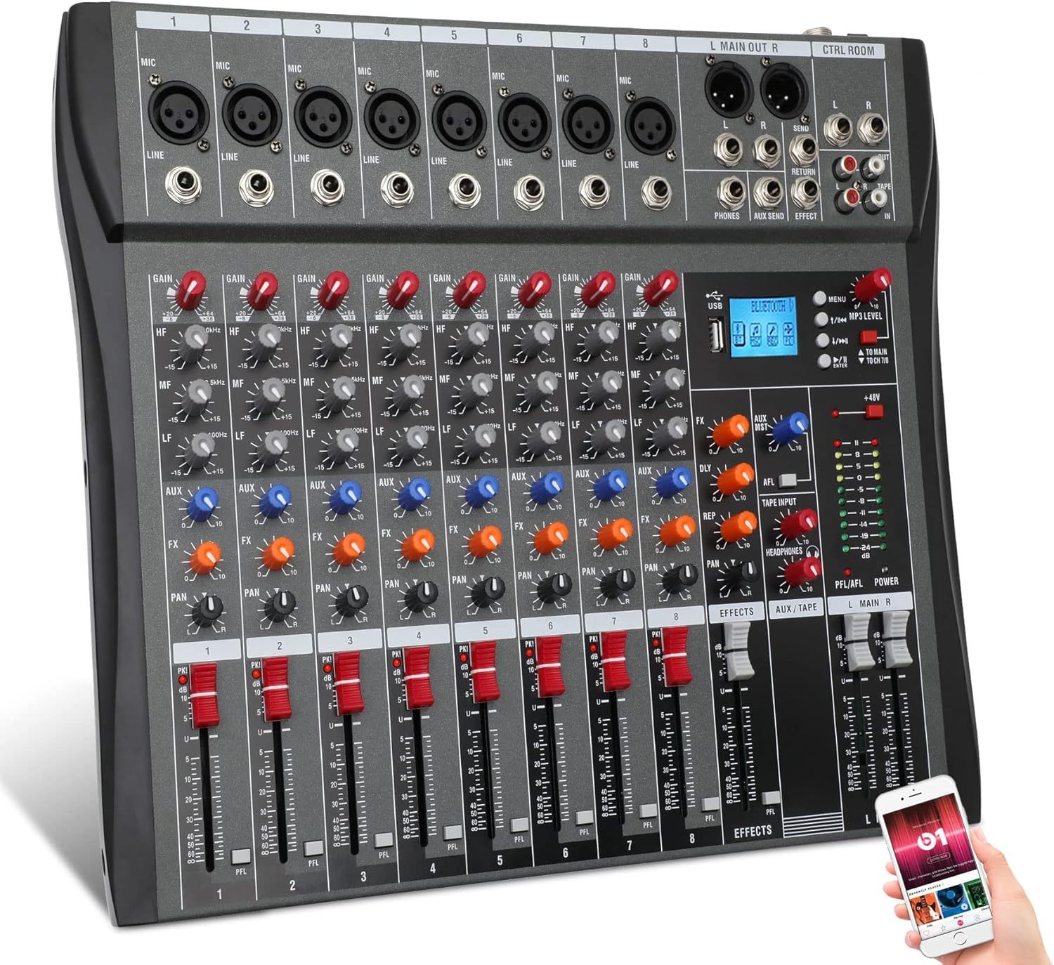 Amazon.com: 8-Channel Wireless Audio Mixer,Professional DJ Equipment ...